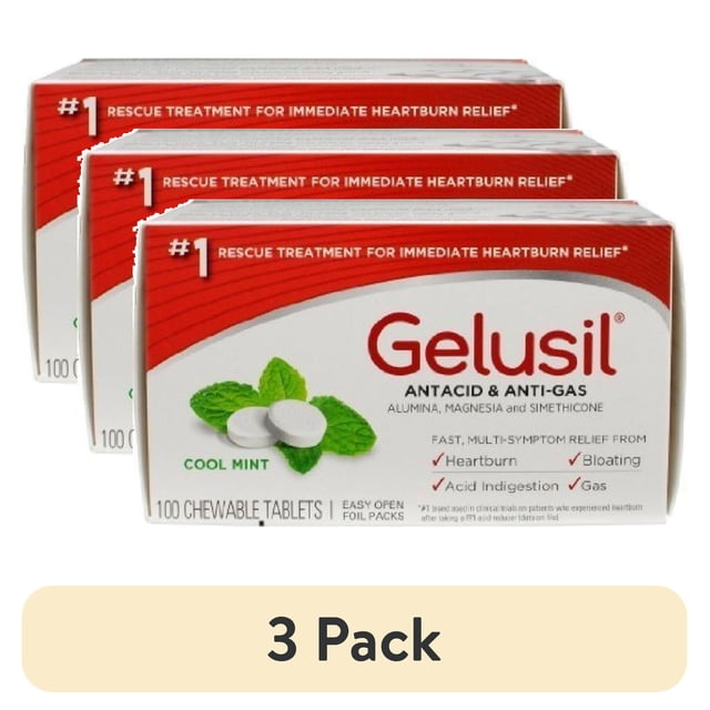 (3 pack) Gelusil Chewable Tablets, 100 Ct - Walmart Business Supplies