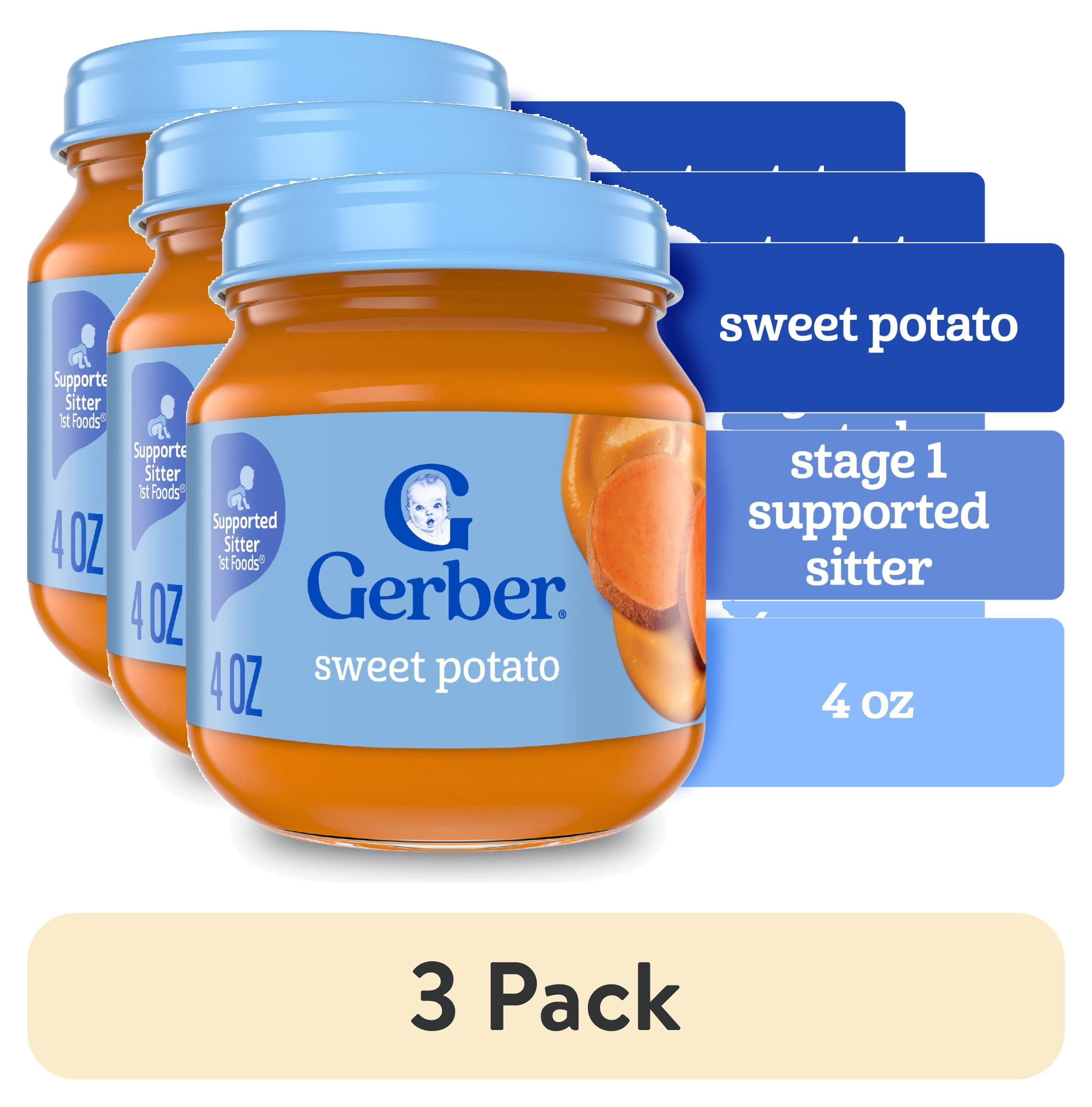 (3 pack) Gerber 1st Foods Natural for Baby Baby Food, Sweet Potato, 4 ...