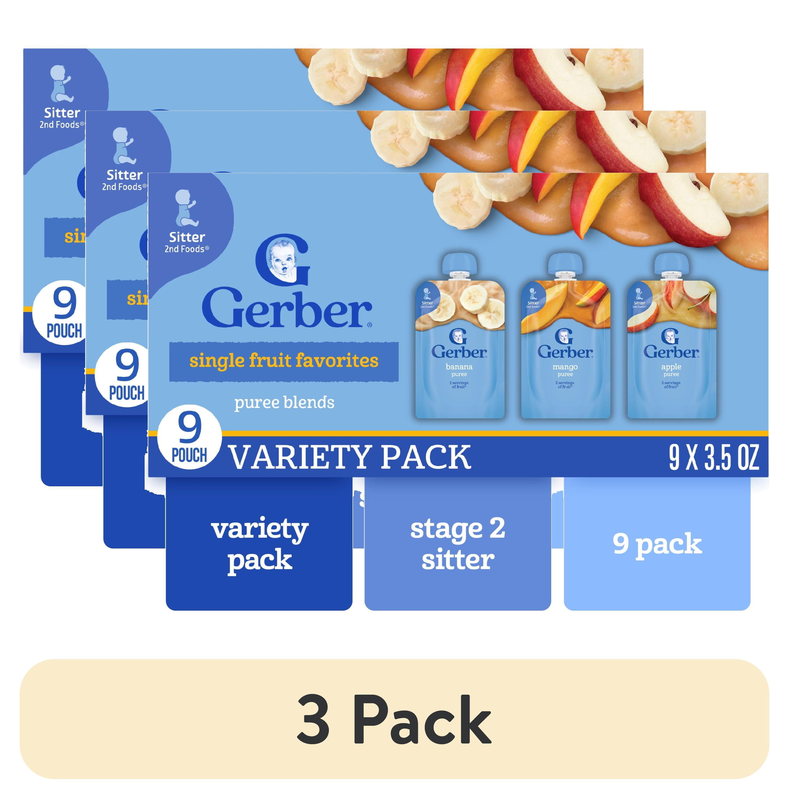 (3 pack) Gerber Stage 2 Baby Food, Single Fruit Puree Variety Pack, 3.5 ...