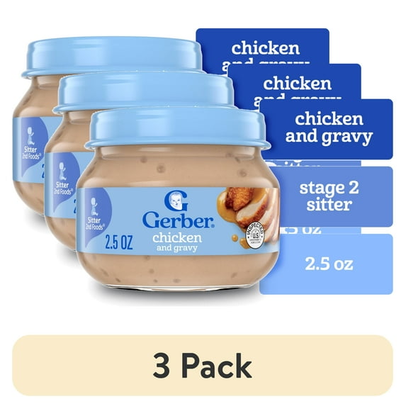 (3 pack) Gerber Stage 2, Chicken and Gravy Jar, Baby Food, Mealtime ...