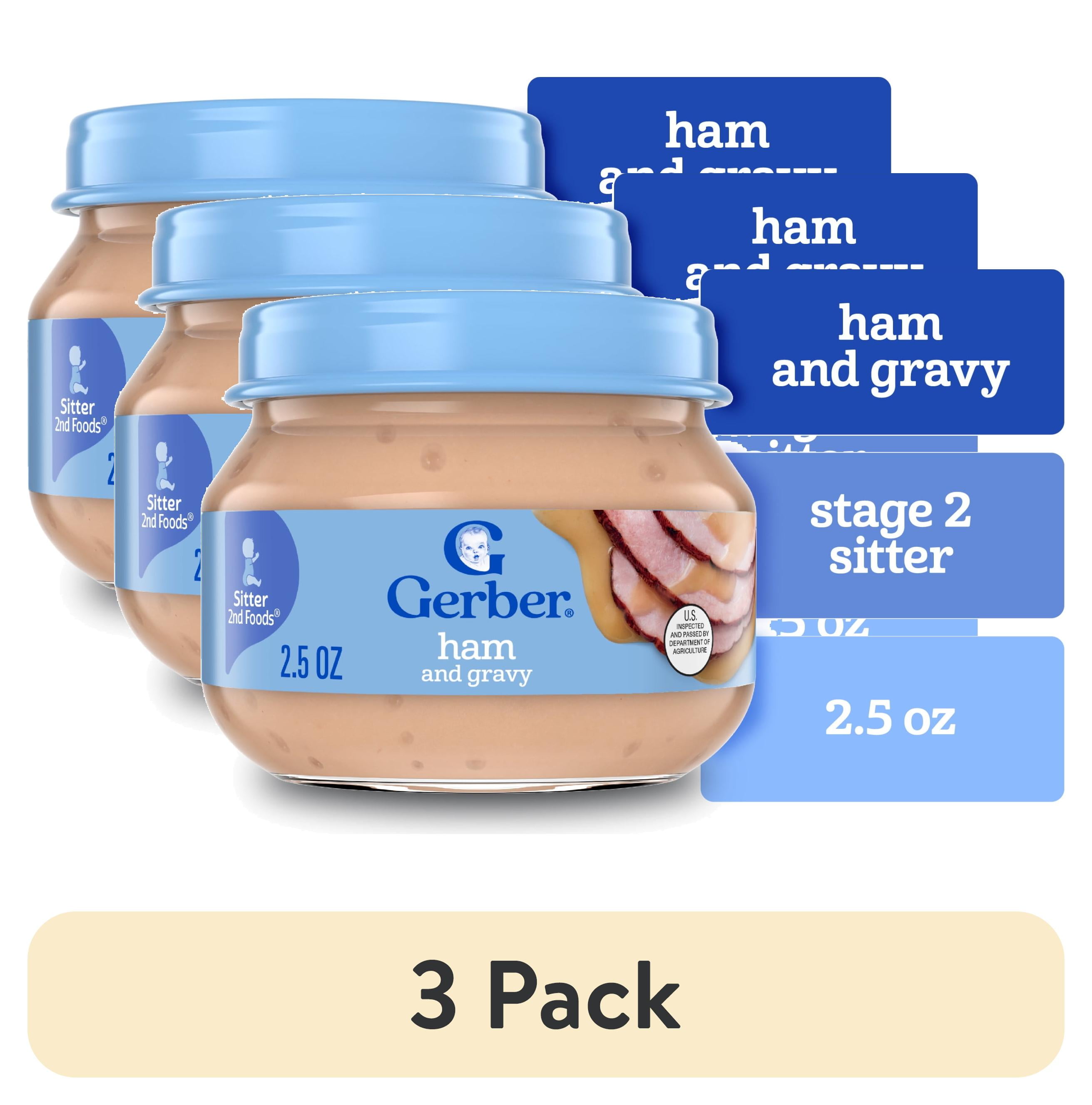 (3 pack) Gerber Stage 2 Baby Food, Ham and Gravy Jar, Baby Puree Jars ...