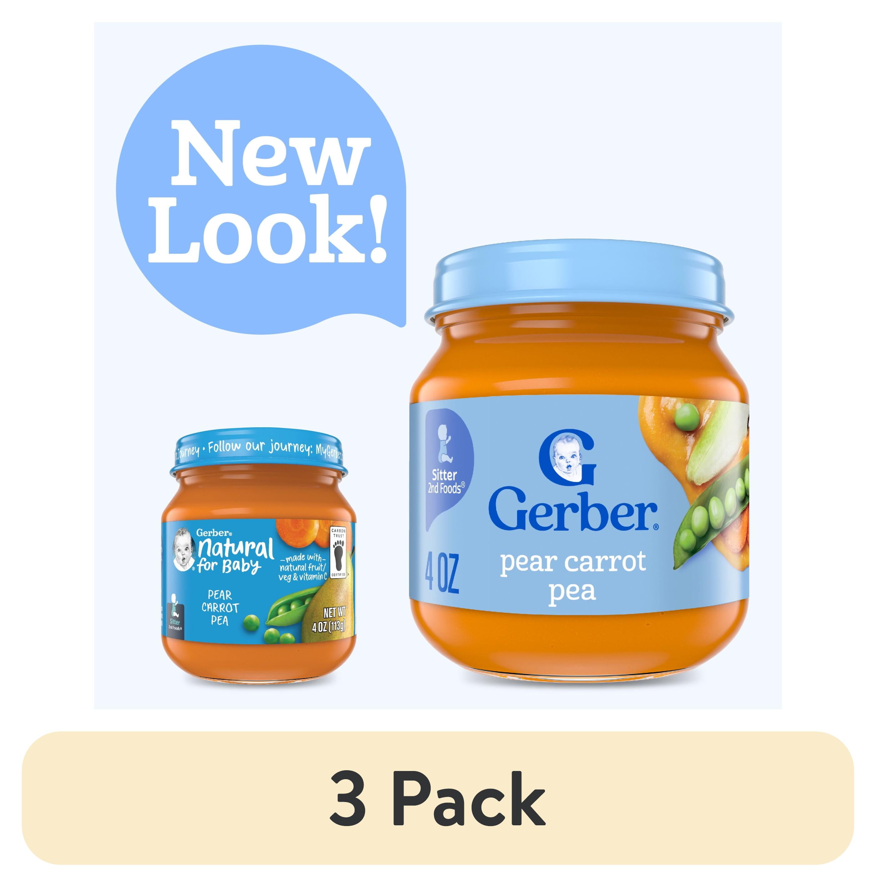 (3 pack) Gerber 2nd Foods Natural for Baby Baby Food, Pear Carrot Pea ...