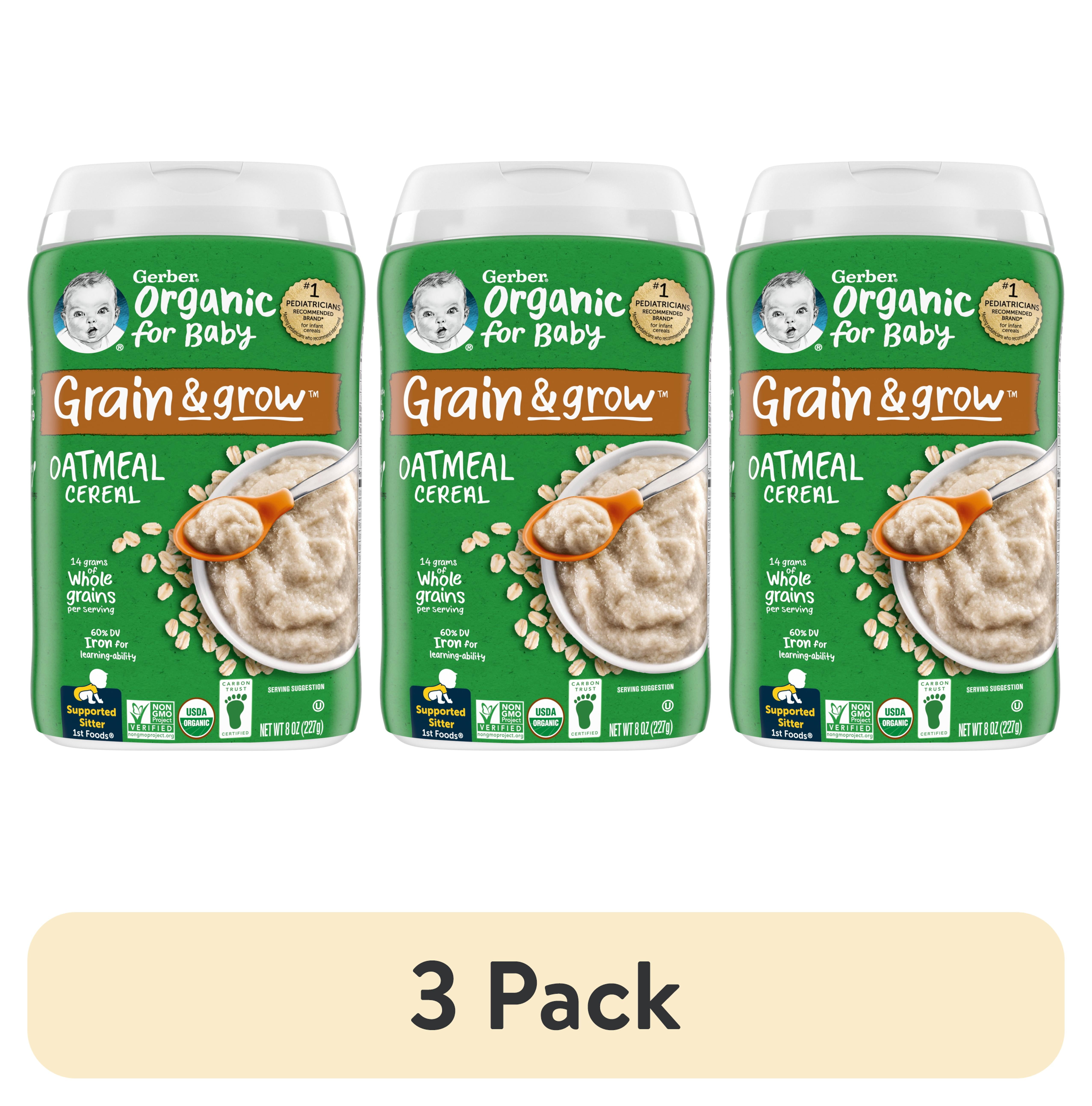 (3 pack) Gerber Stage 1 Baby Food, Organic Baby Oatmeal Cereal, 14g ...