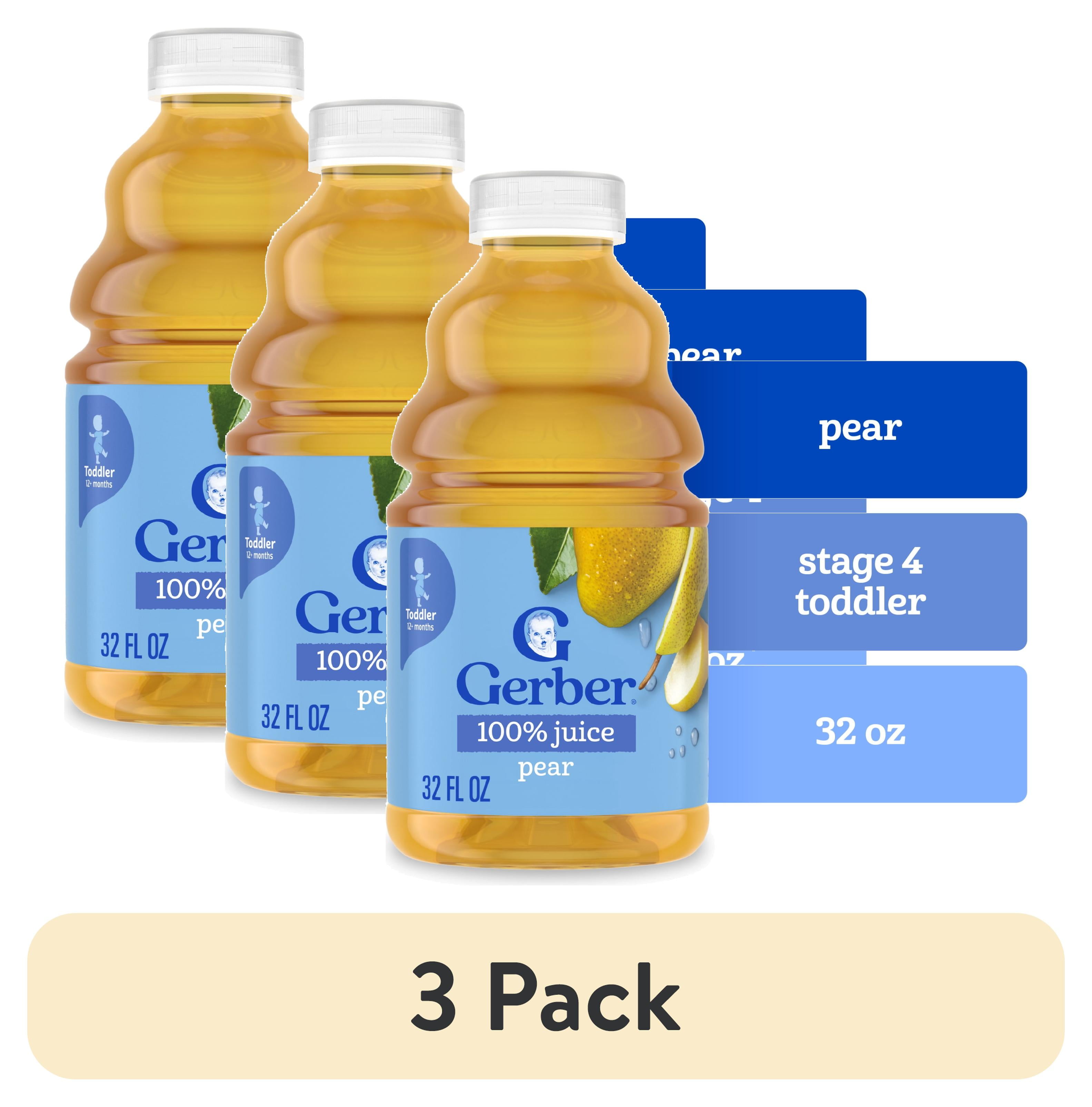 (3 pack) Gerber Pear Juice Fruit Juice, 32 fl oz Bottle - Walmart.com