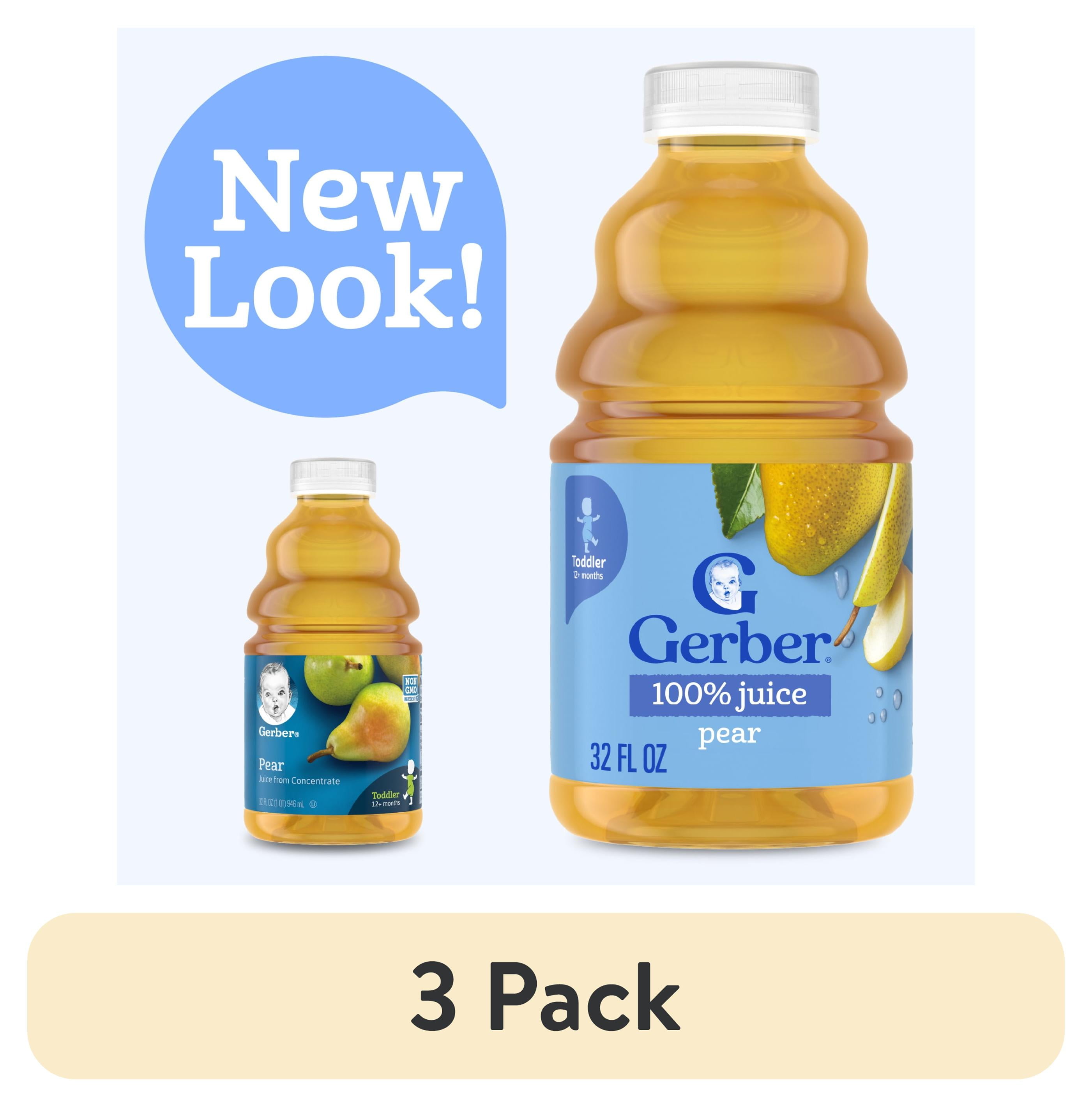 (3 pack) Gerber Pear Juice Fruit Juice, 32 fl oz Bottle - Walmart.com