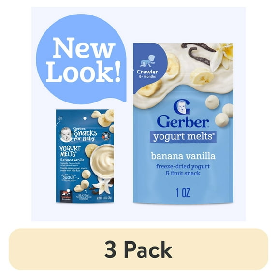(3 pack) Gerber Stage 3 Baby Food Snacks, Banana Vanilla Yogurt Melts ...