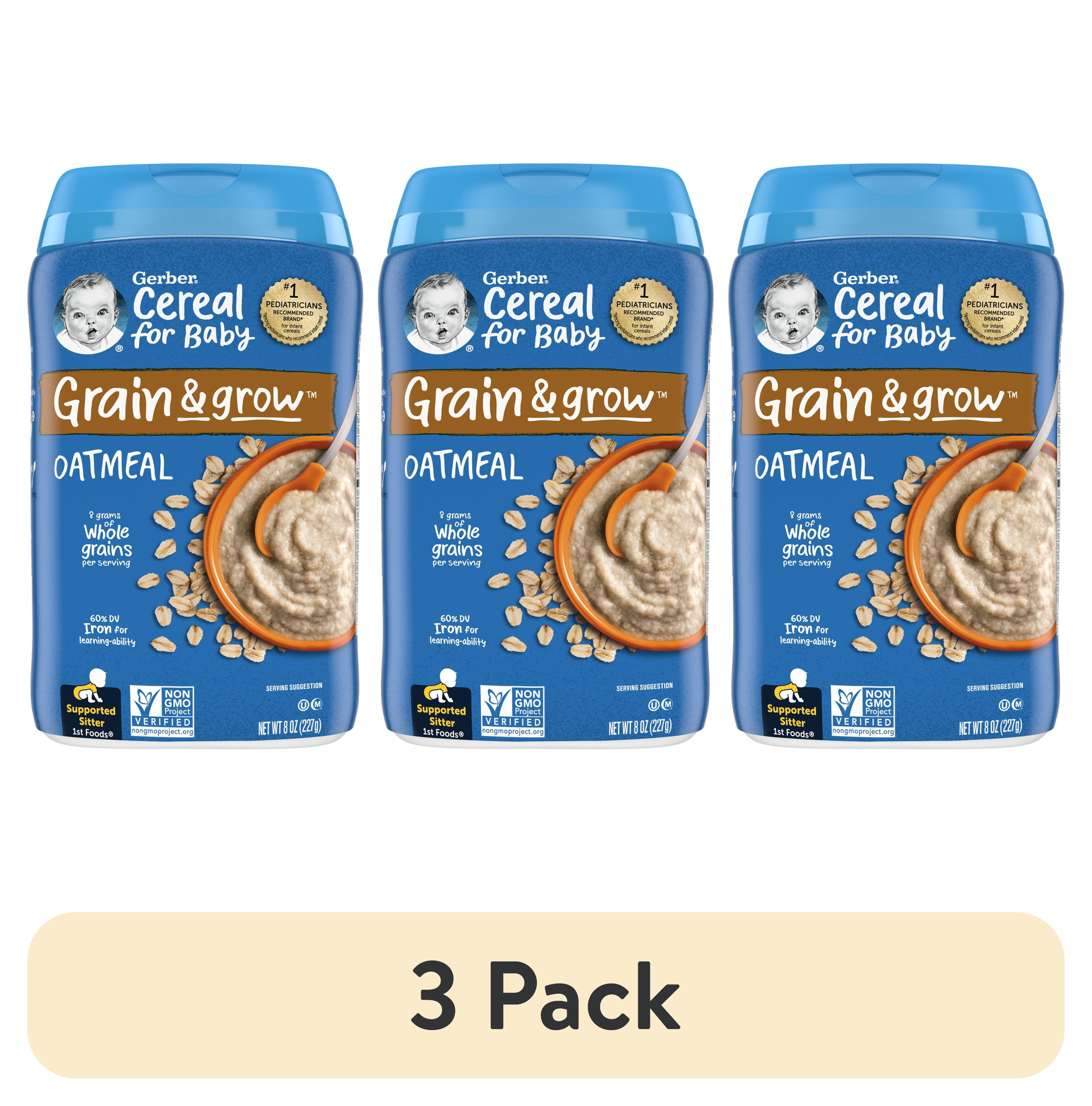 (3 pack) Gerber Stage 1 Baby Food, Baby Oatmeal Cereal, 8g Whole Grains ...