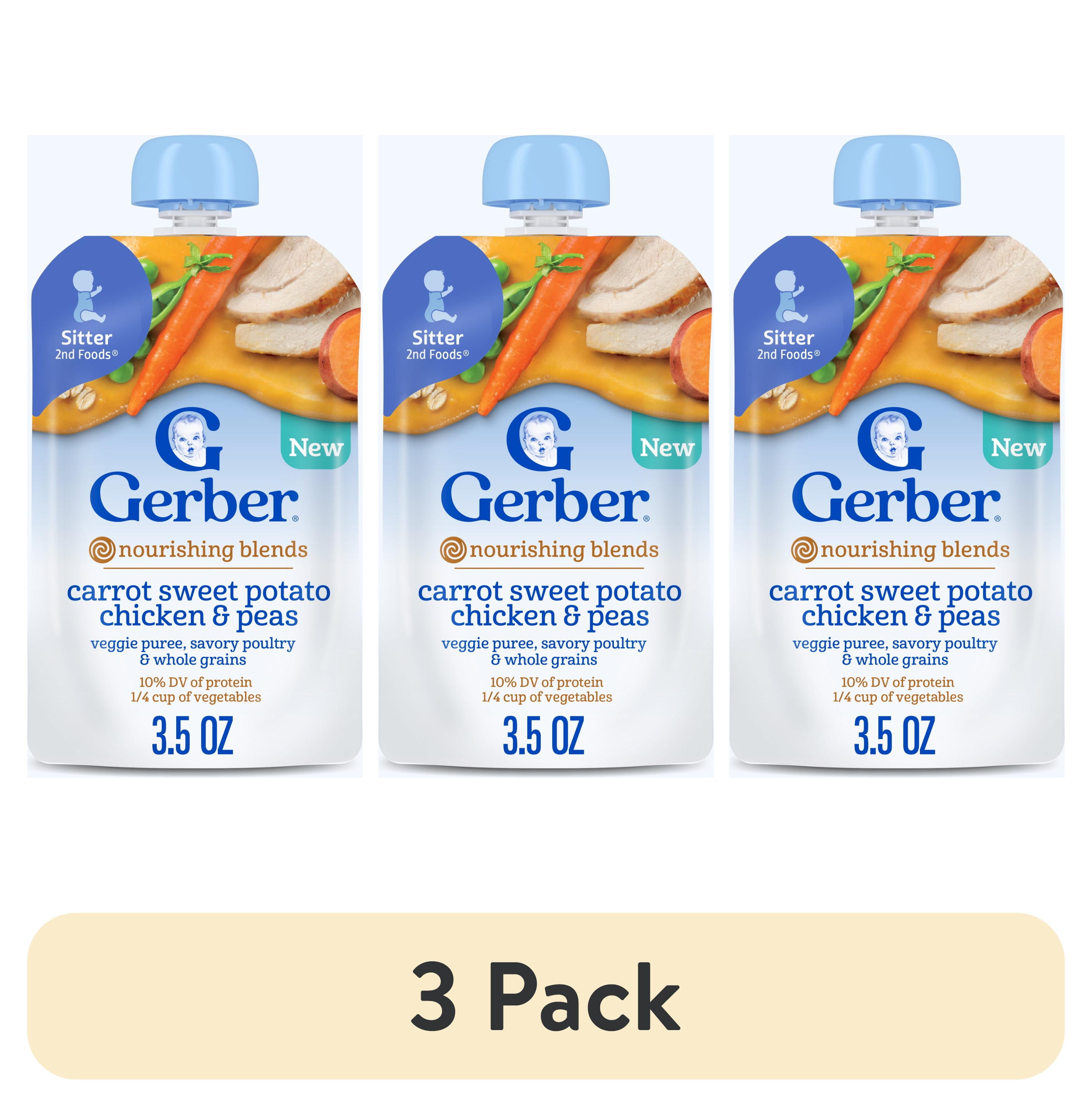 (3 pack) Gerber Stage 2 Baby Food, Carrot Sweet Potato Chicken & Peas ...