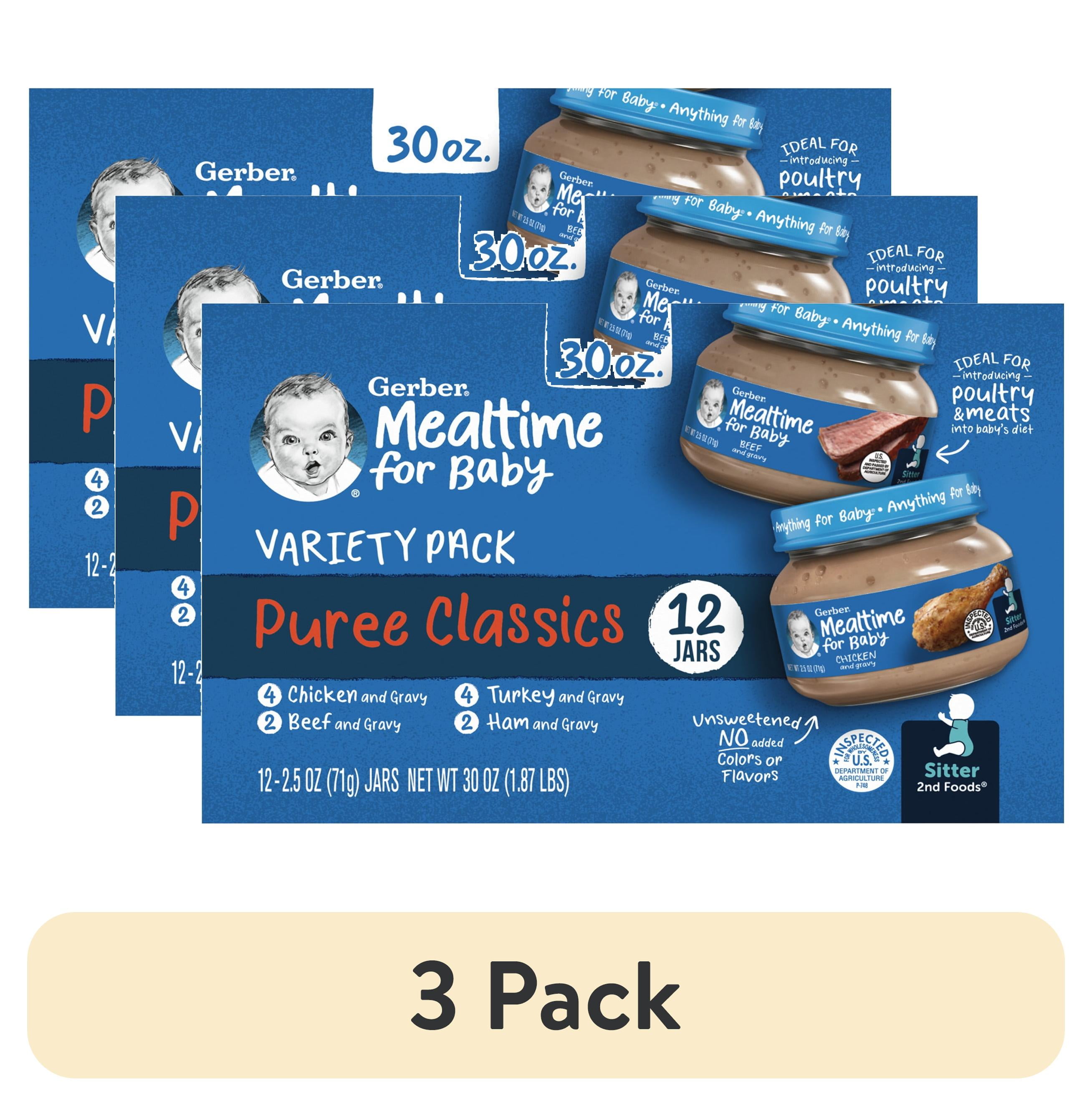 (3 pack) Gerber 2nd Foods Puree Favorites, Beef, Turkey, Ham and ...