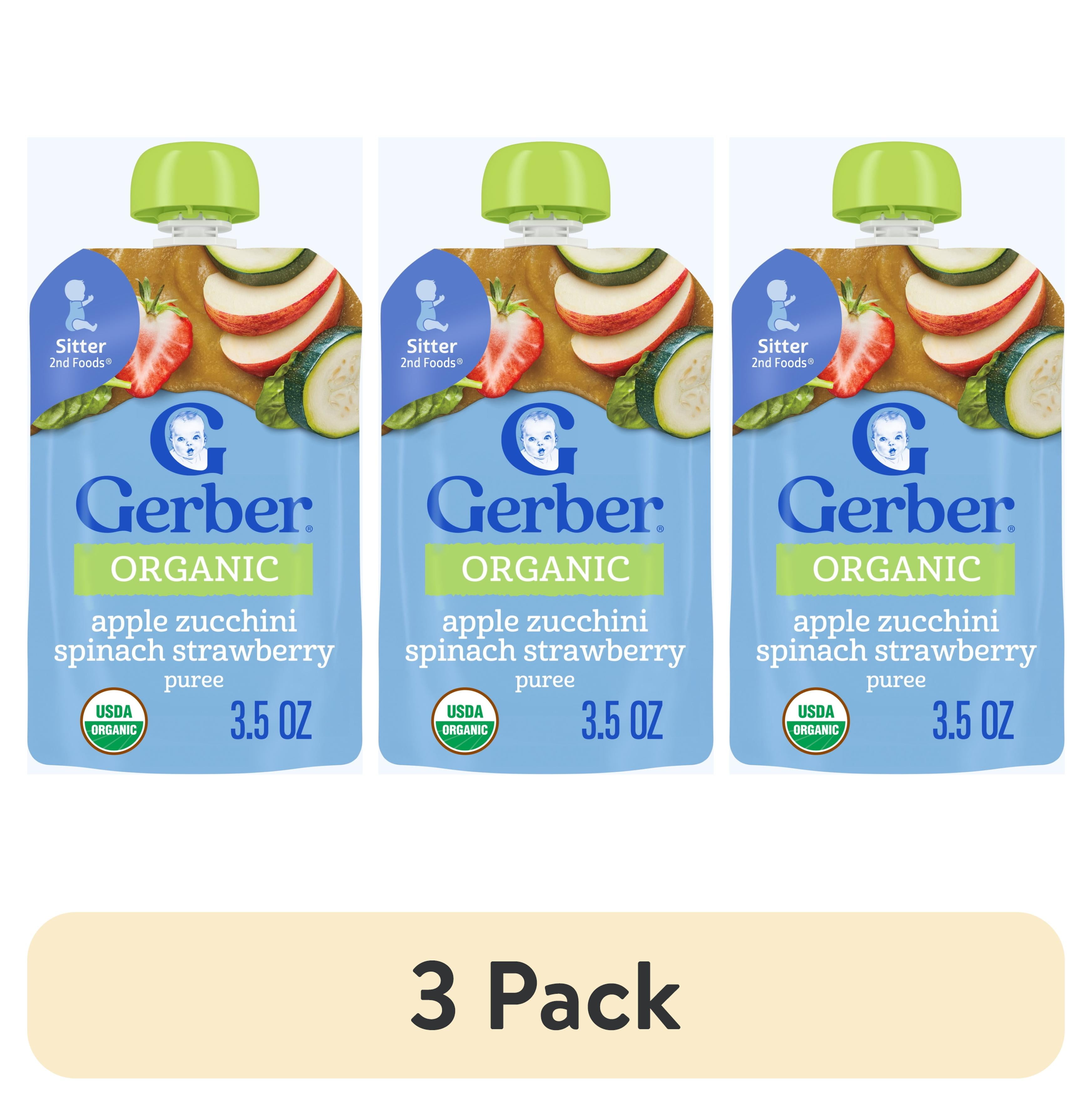 (3 pack) Gerber Stage 2 Baby Food, Organic Apple Zucchini Spinach ...