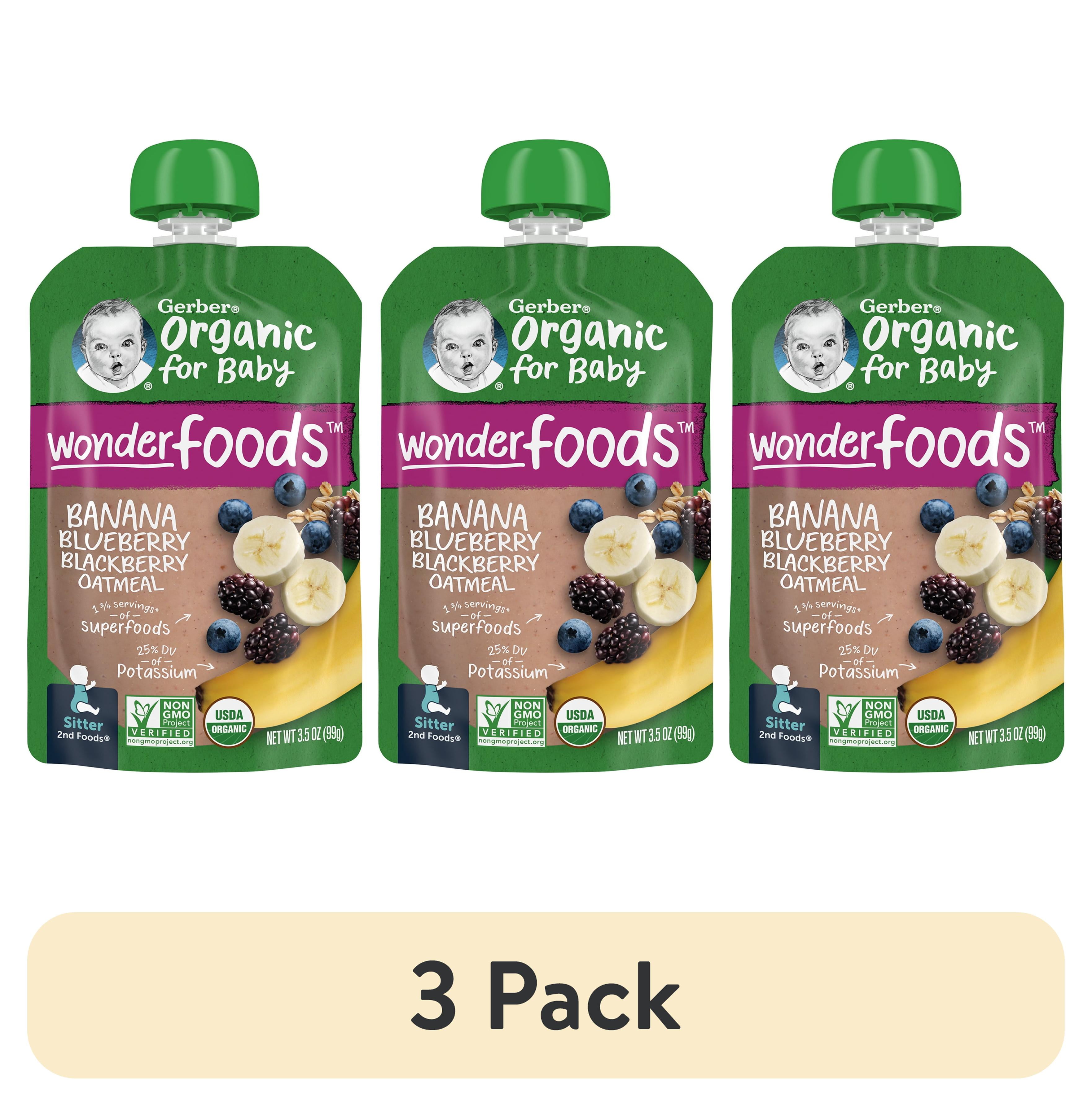 (3 pack) Gerber Stage 2 Baby Food, Organic Banana Blueberry Blackberry ...
