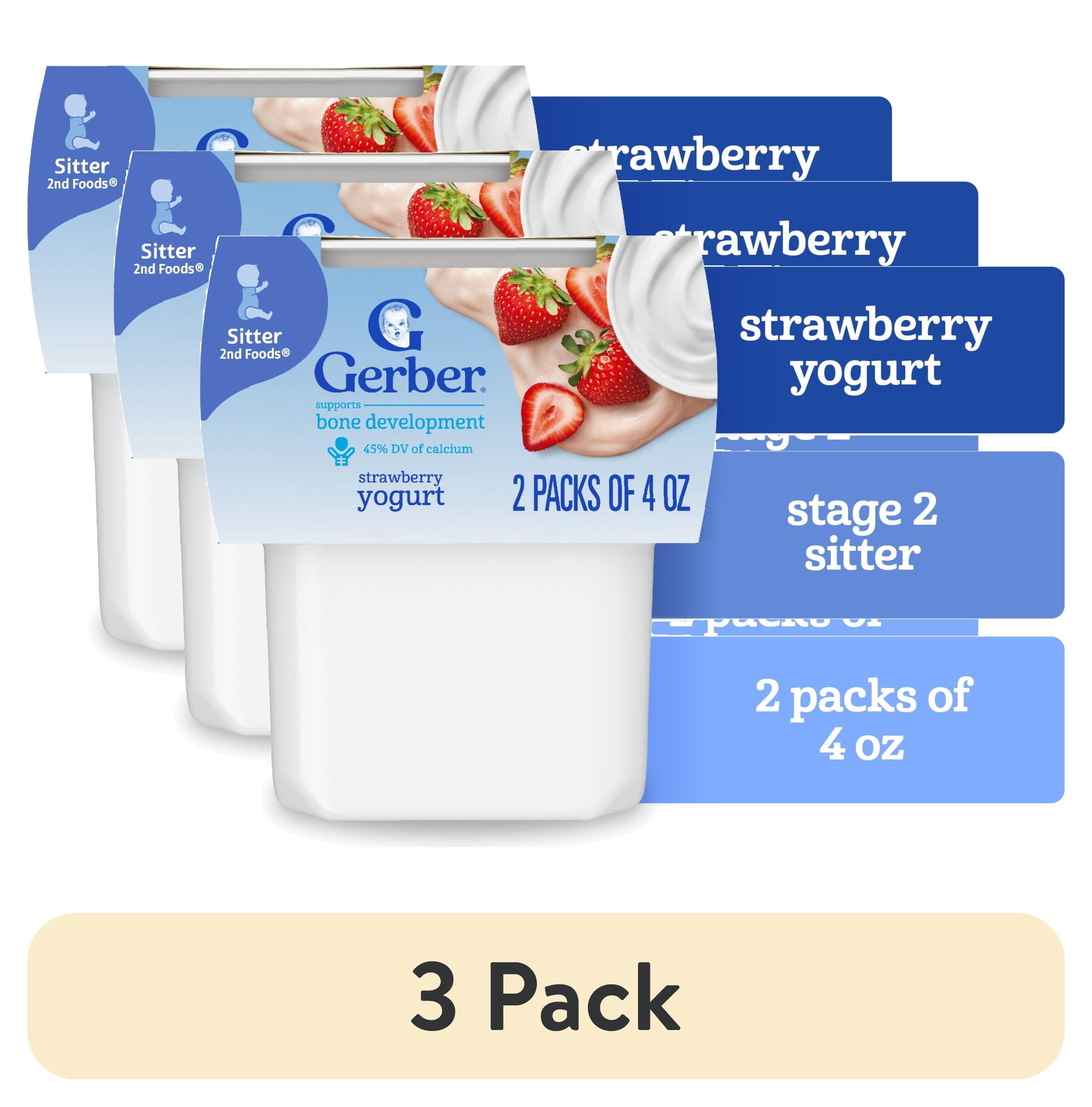 (3 pack) Gerber Yogurt Blends Stage 3 Baby Snacks Strawberry, 4 oz Tubs ...
