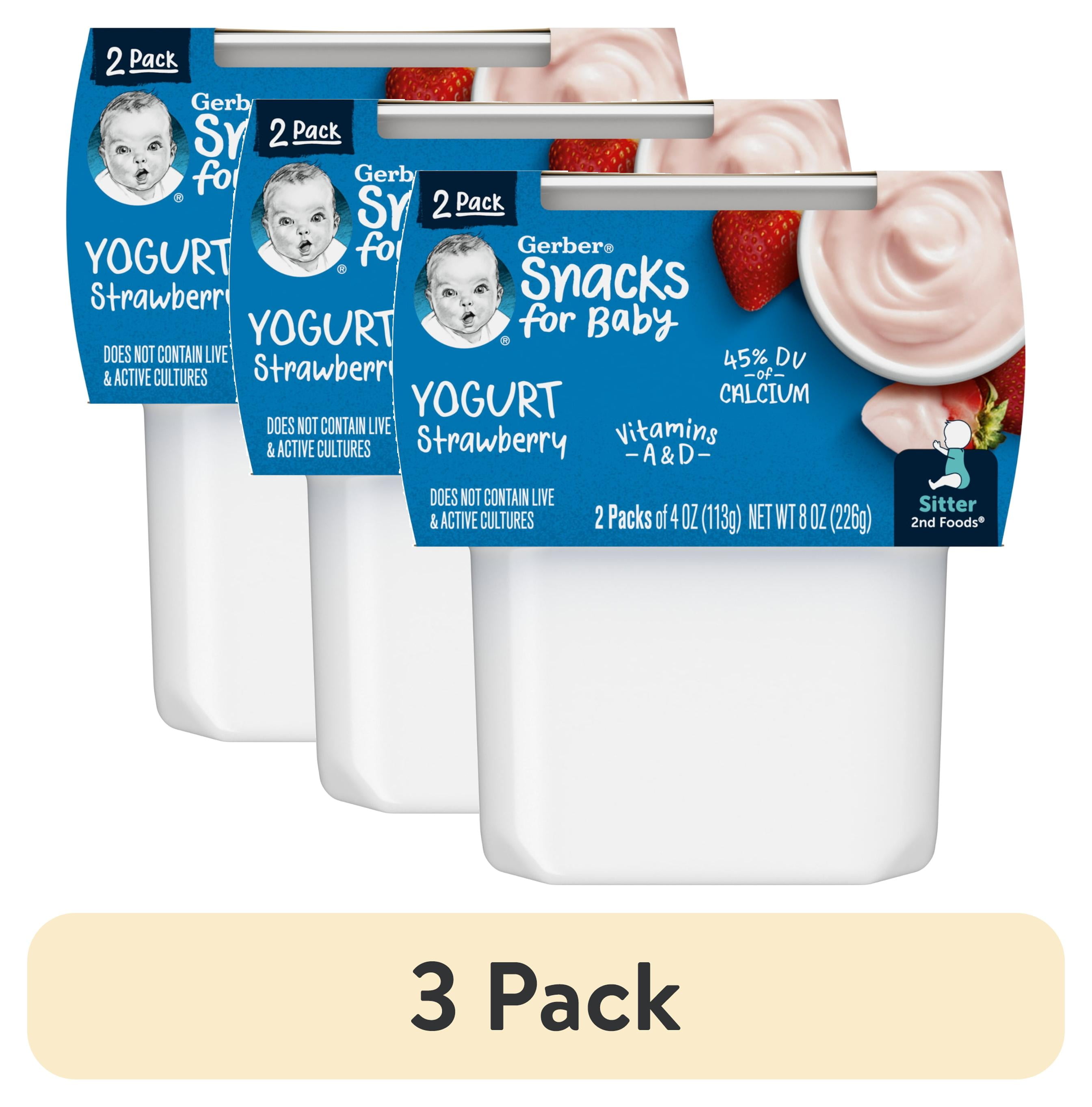 (3 pack) Gerber Yogurt Blends Stage 3 Baby Snacks Strawberry, 4 oz Tubs ...