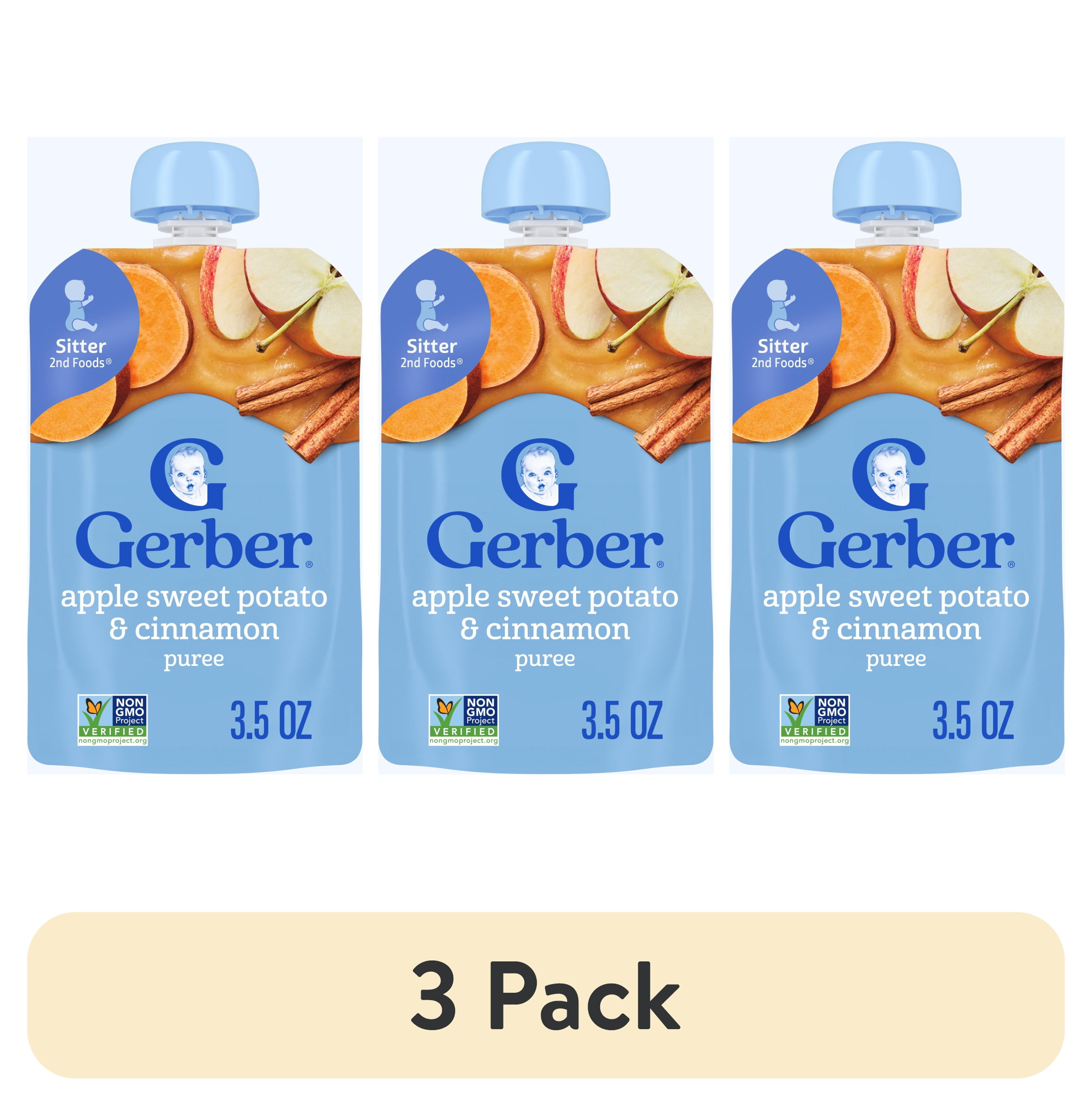 (3 pack) Gerber Stage 2 Baby Food, Apple Sweet Potato Cinnamon Puree ...