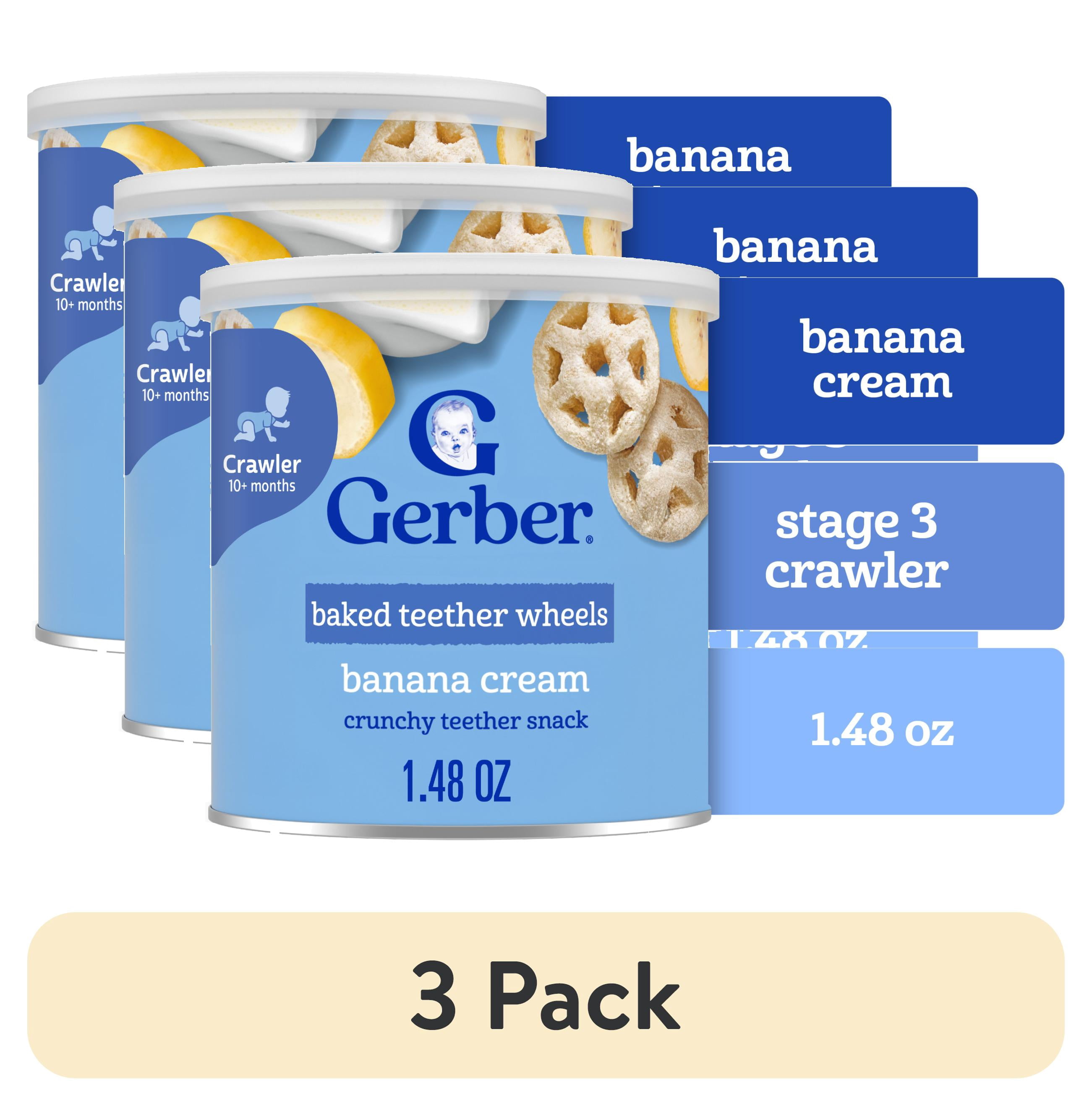 (3 pack) Gerber Snacks for Baby Teether Wheels, Banana Cream, 1.48 oz ...