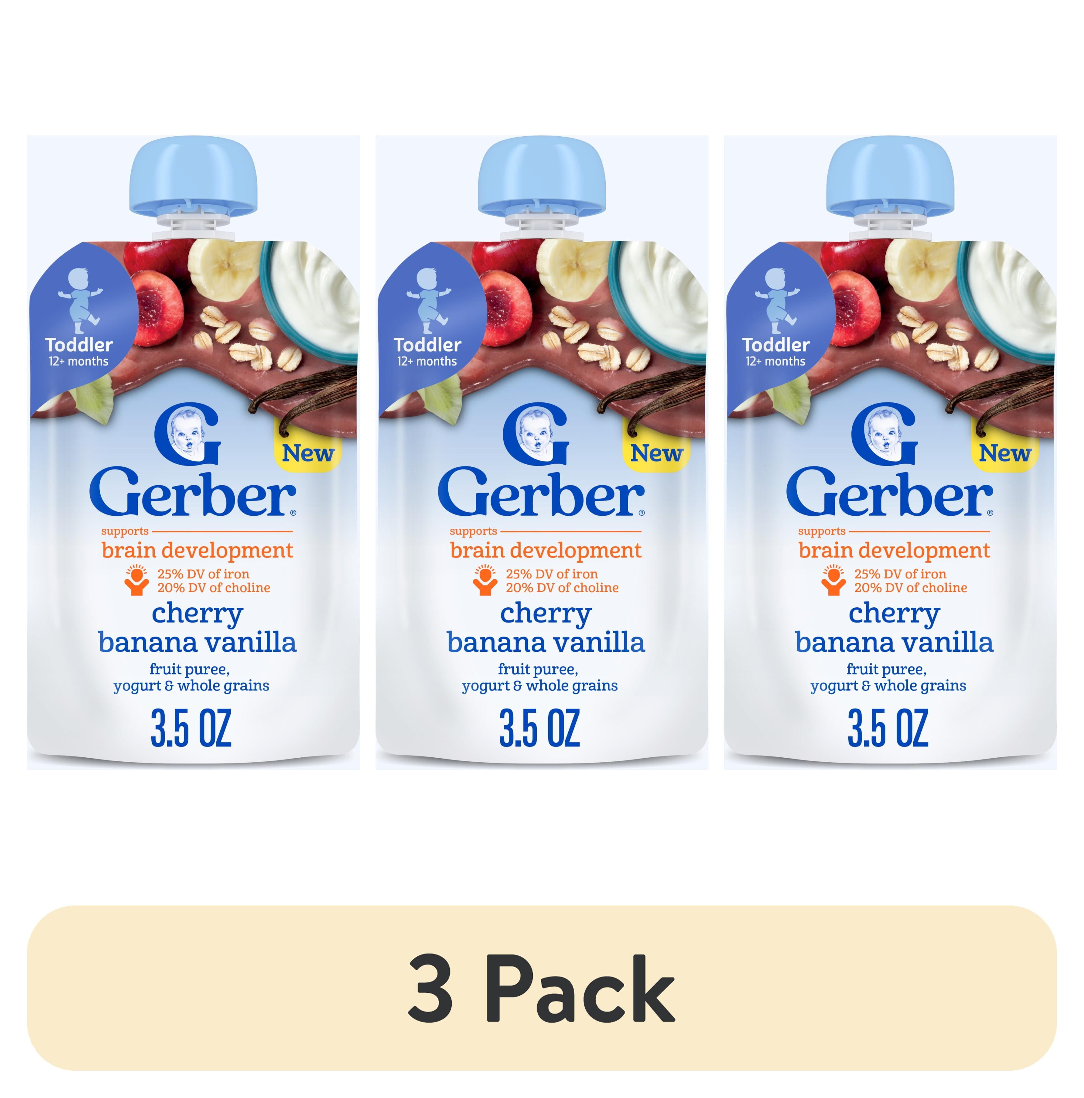 (3 pack) Gerber Toddler Food, Cherry Banana Vanilla Puree Pouch, Fruit ...