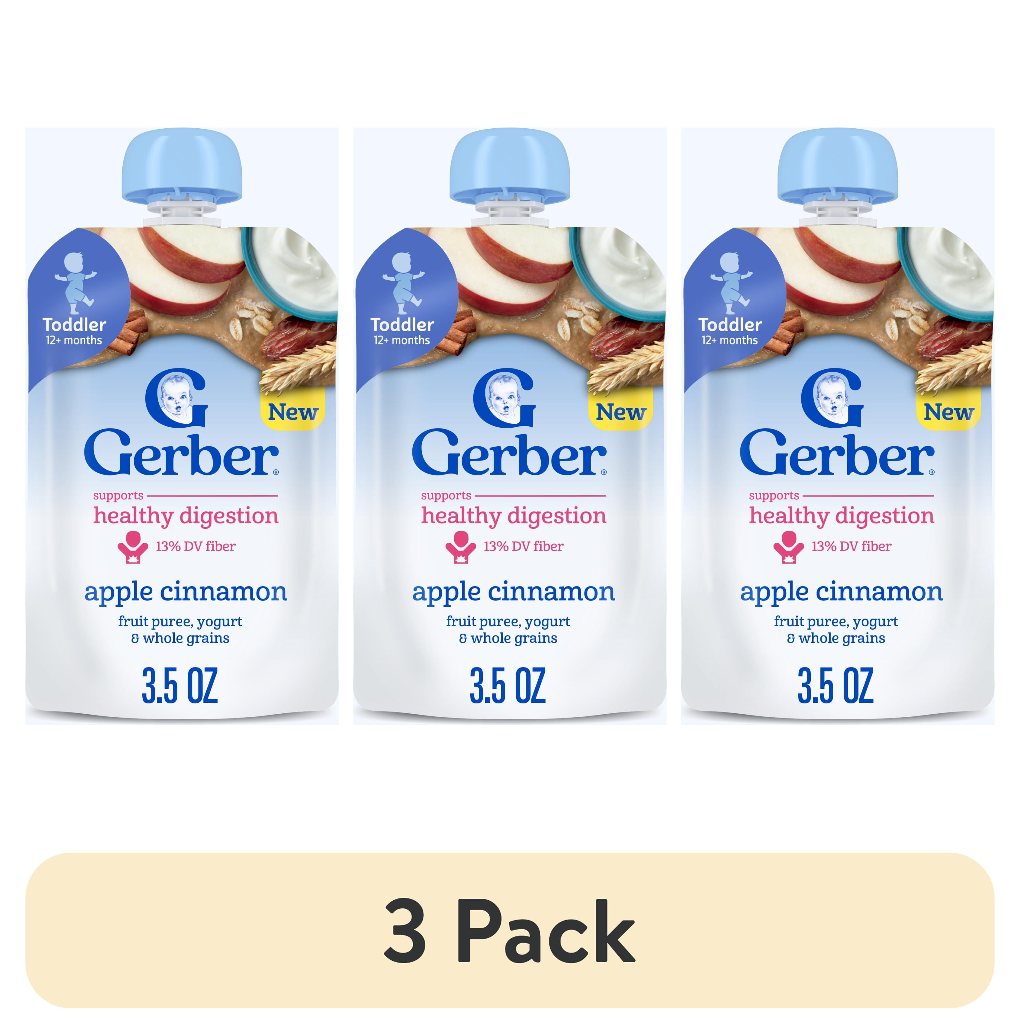(3 pack) Gerber Toddler Food, Apple Cinnamon, Fruit Puree, Yogurt ...