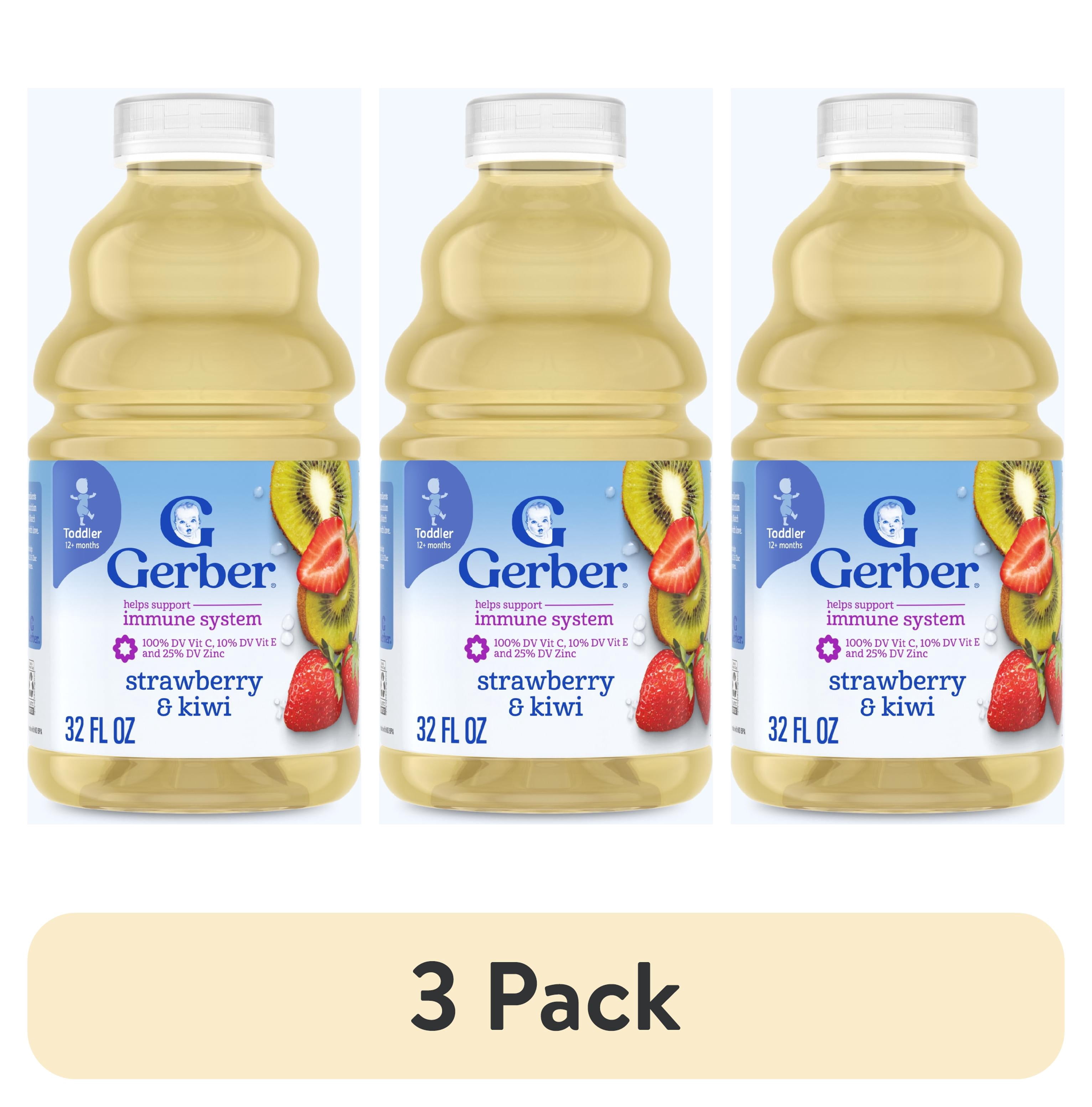 (3 pack) Gerber Fruit Splashers Toddler Juice Strawberry Kiwi, 32 fl oz ...