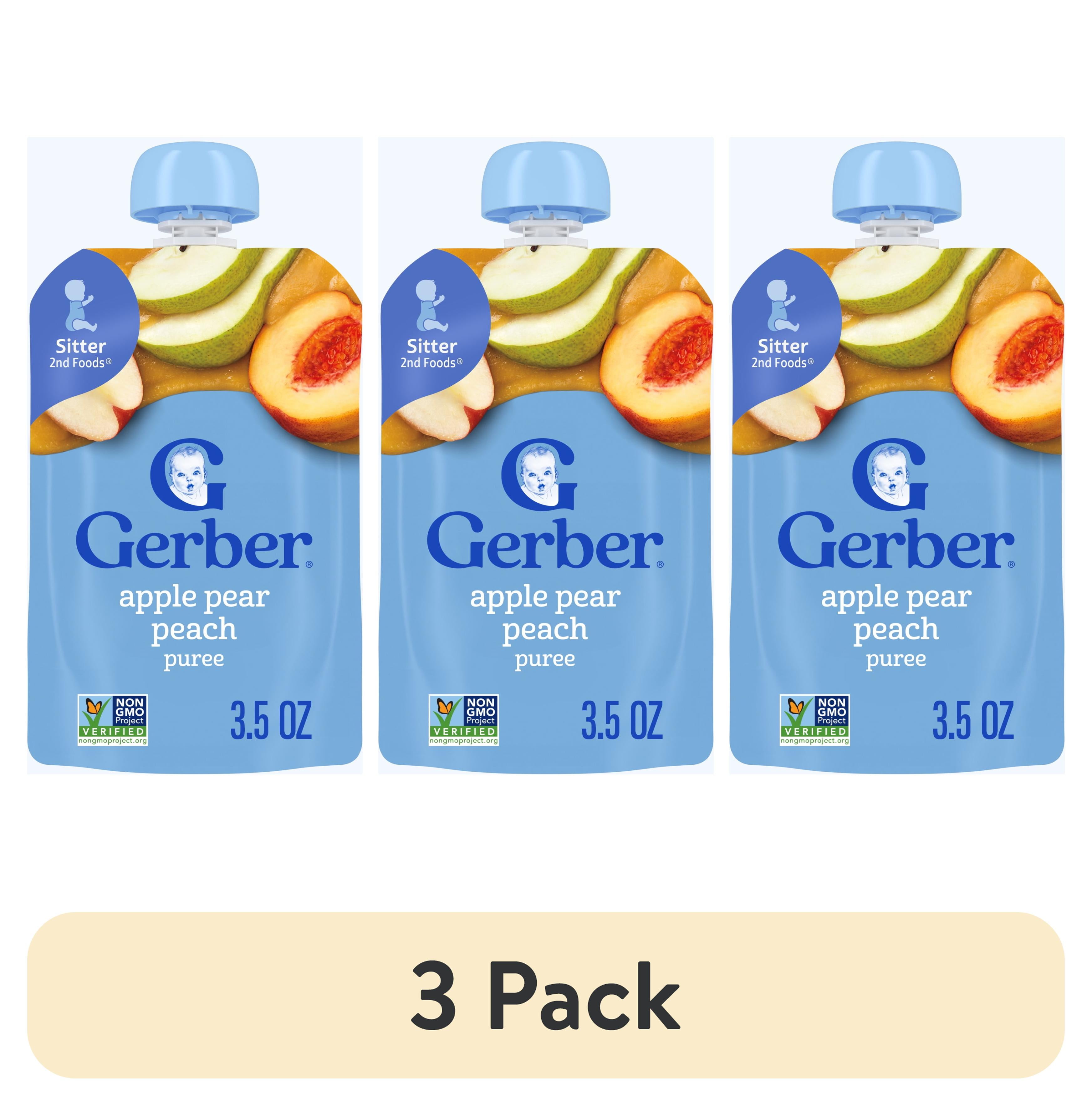 (3 pack) Gerber Toddler Foods, Apple Pear Peach, 3.5 oz Pouch - Walmart.com