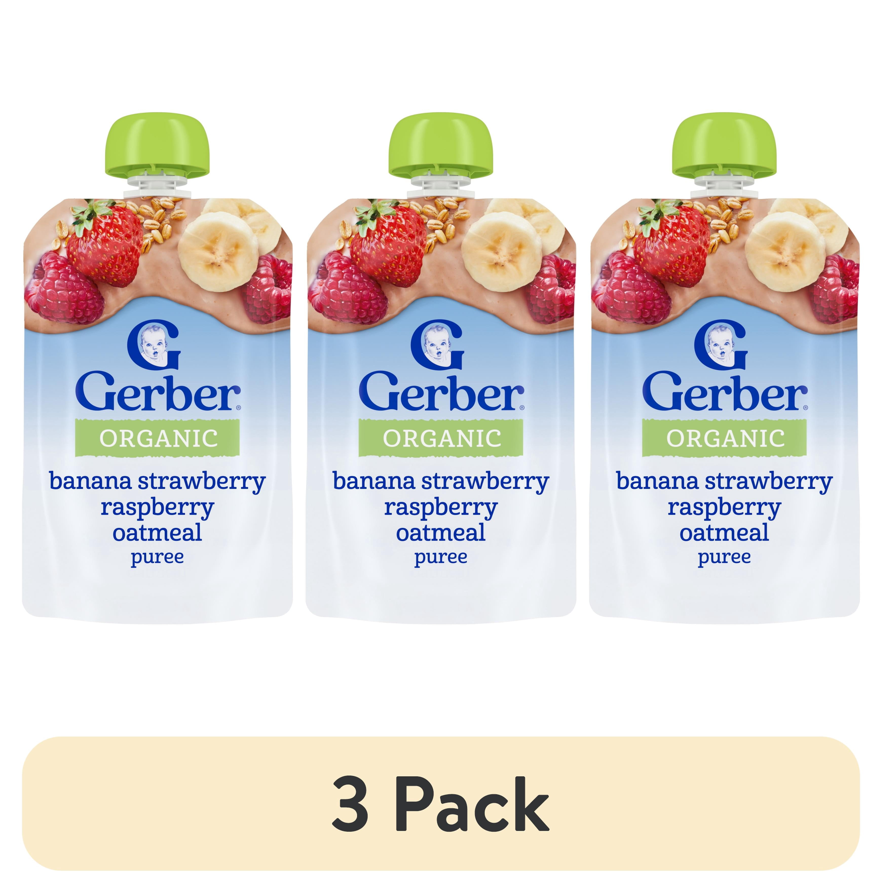(3 pack) Gerber Toddler Foods, Organic Banana Strawberry Raspberry ...