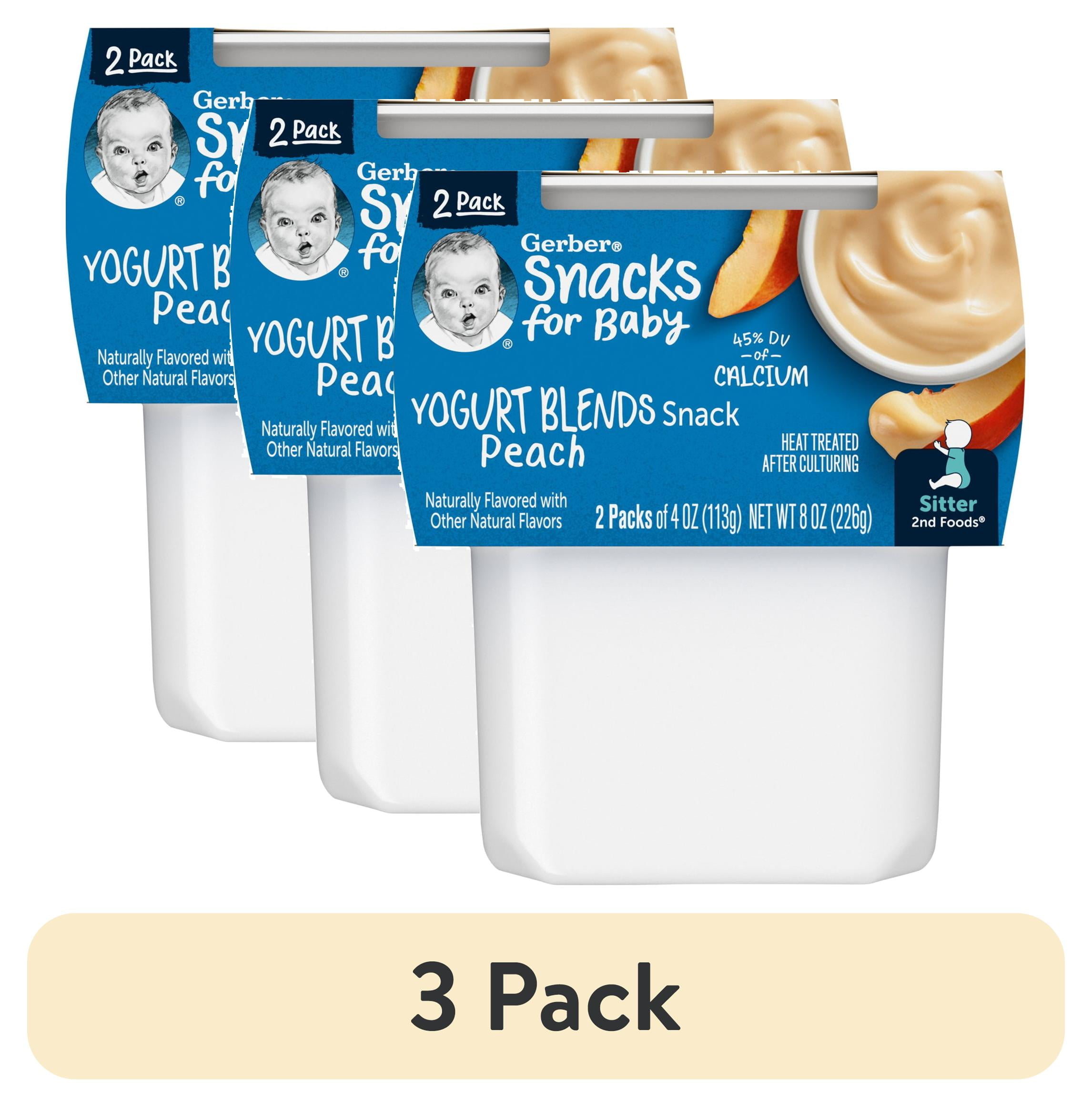 (3 pack) Gerber Yogurt Blends Stage 3 Baby Snacks Peach, 4 oz Tubs ...