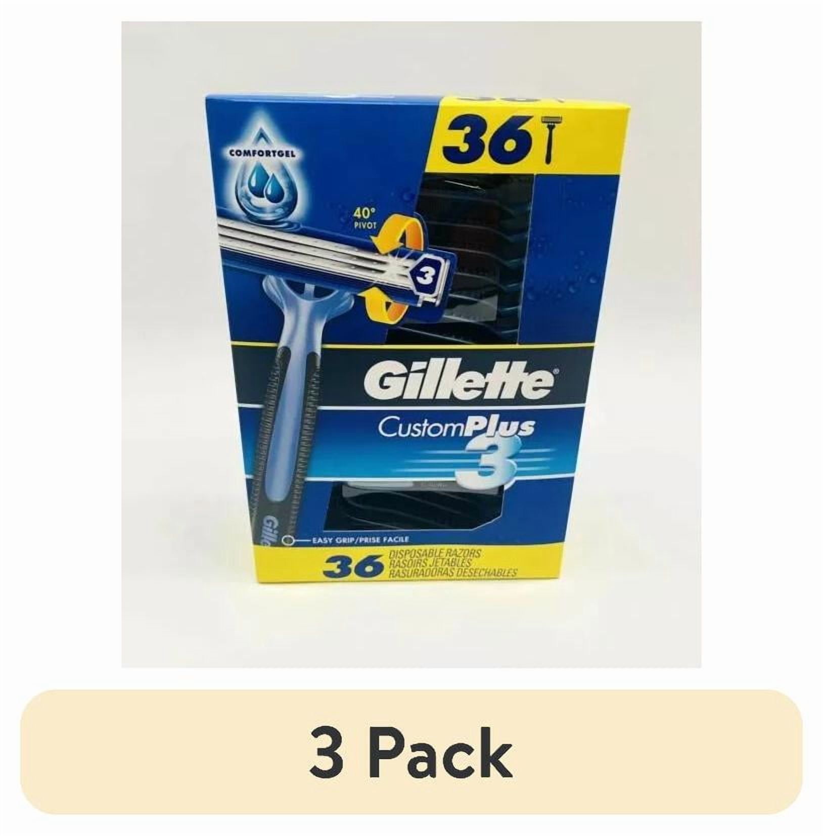 (3 pack) Gillette Custom Plus3 Disposable Razors, 36-count - Walmart.com