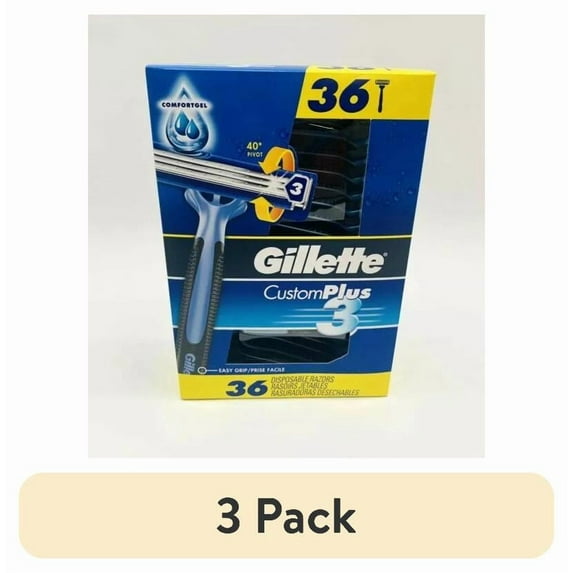 (3 pack) Gillette Custom Plus3 Disposable Razors, 36-count - Walmart.com