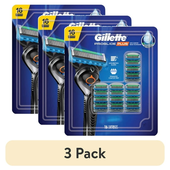 (3 pack) Gillette Proglide Plus Razor Cartridge Refills, 16 Count ...