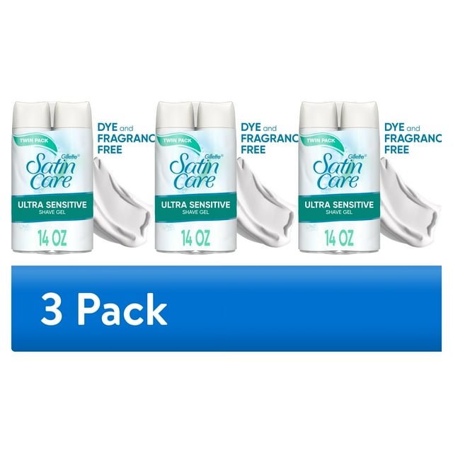 (3 pack) Gillette Satin Care Ultra Sensitive Women's Shaving Gel Twin ...