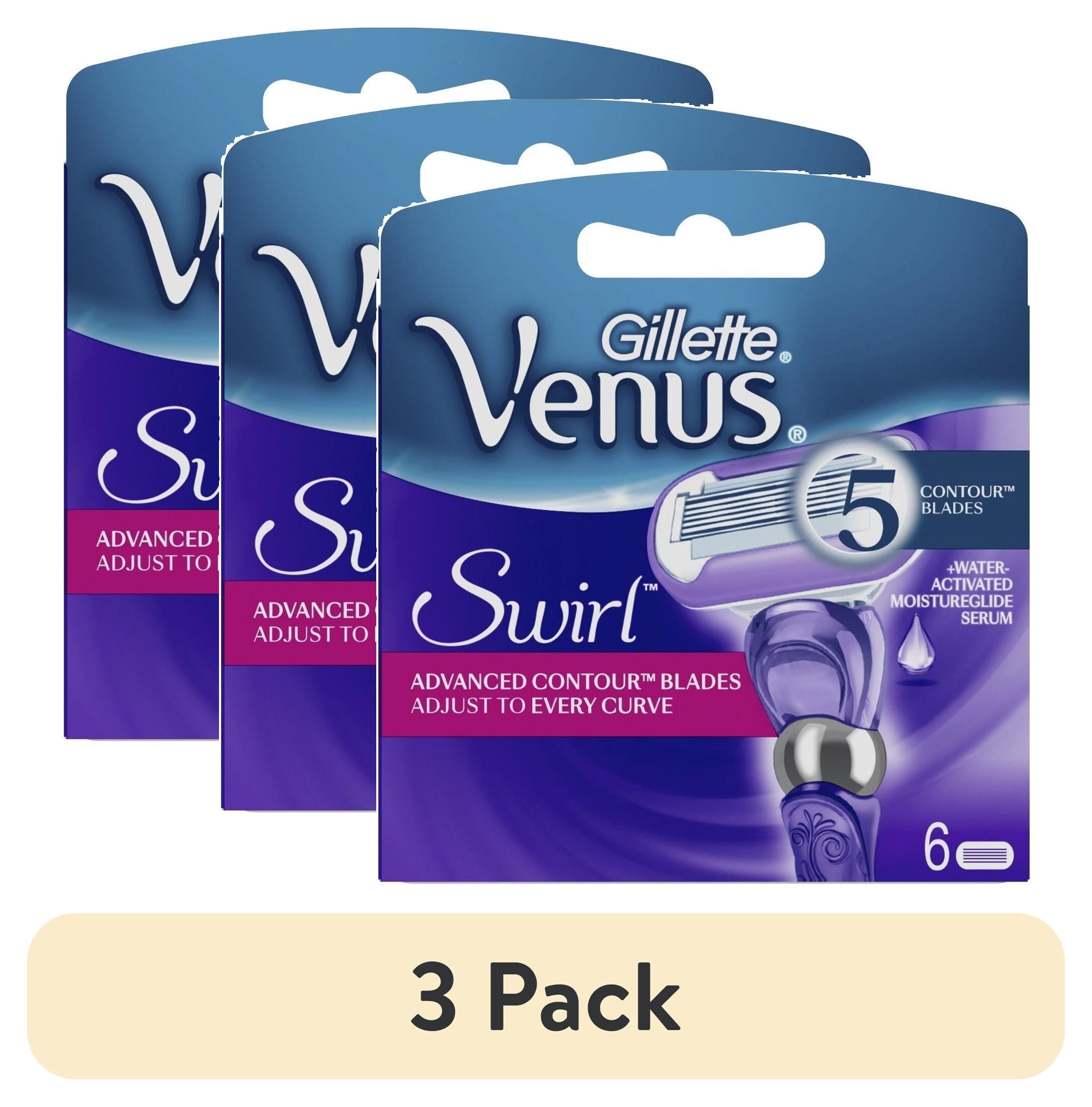 (3 pack) Gillette Venus Deluxe Smooth Swirl Refill Blades for Women, 6 ...