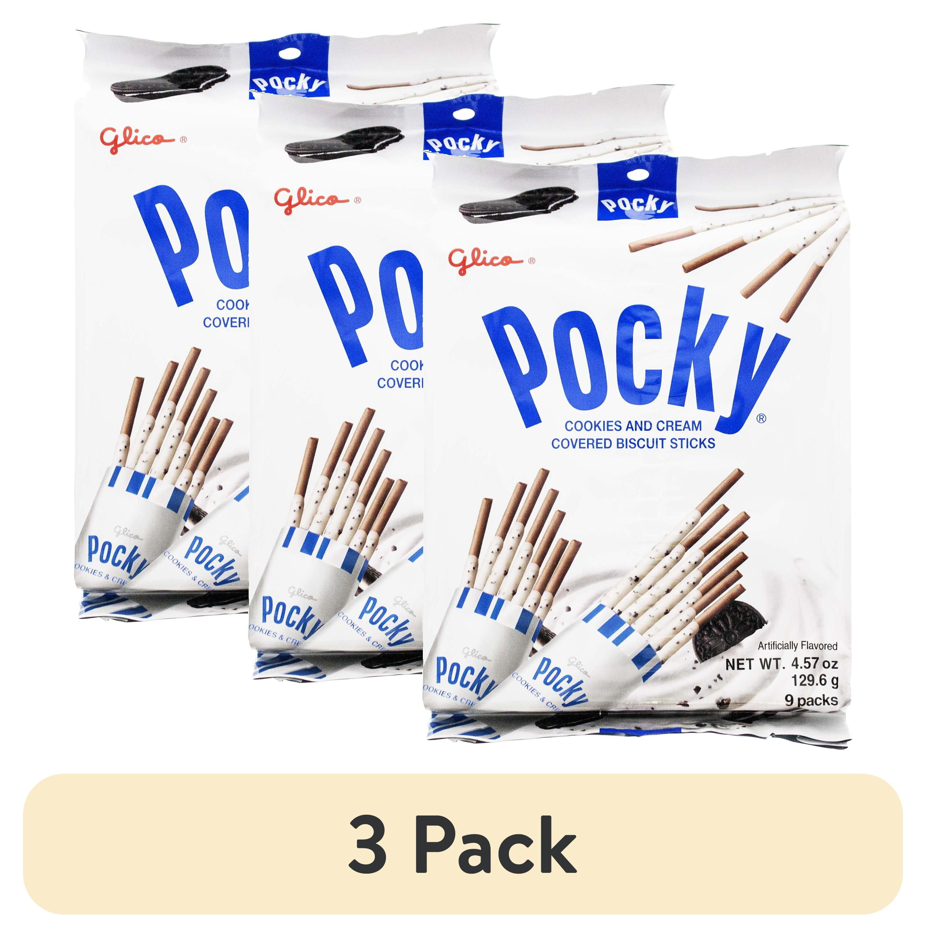 (3 pack) Glico Pocky Cookies & Cream Covered Baked Biscuit Sticks, 9 ...