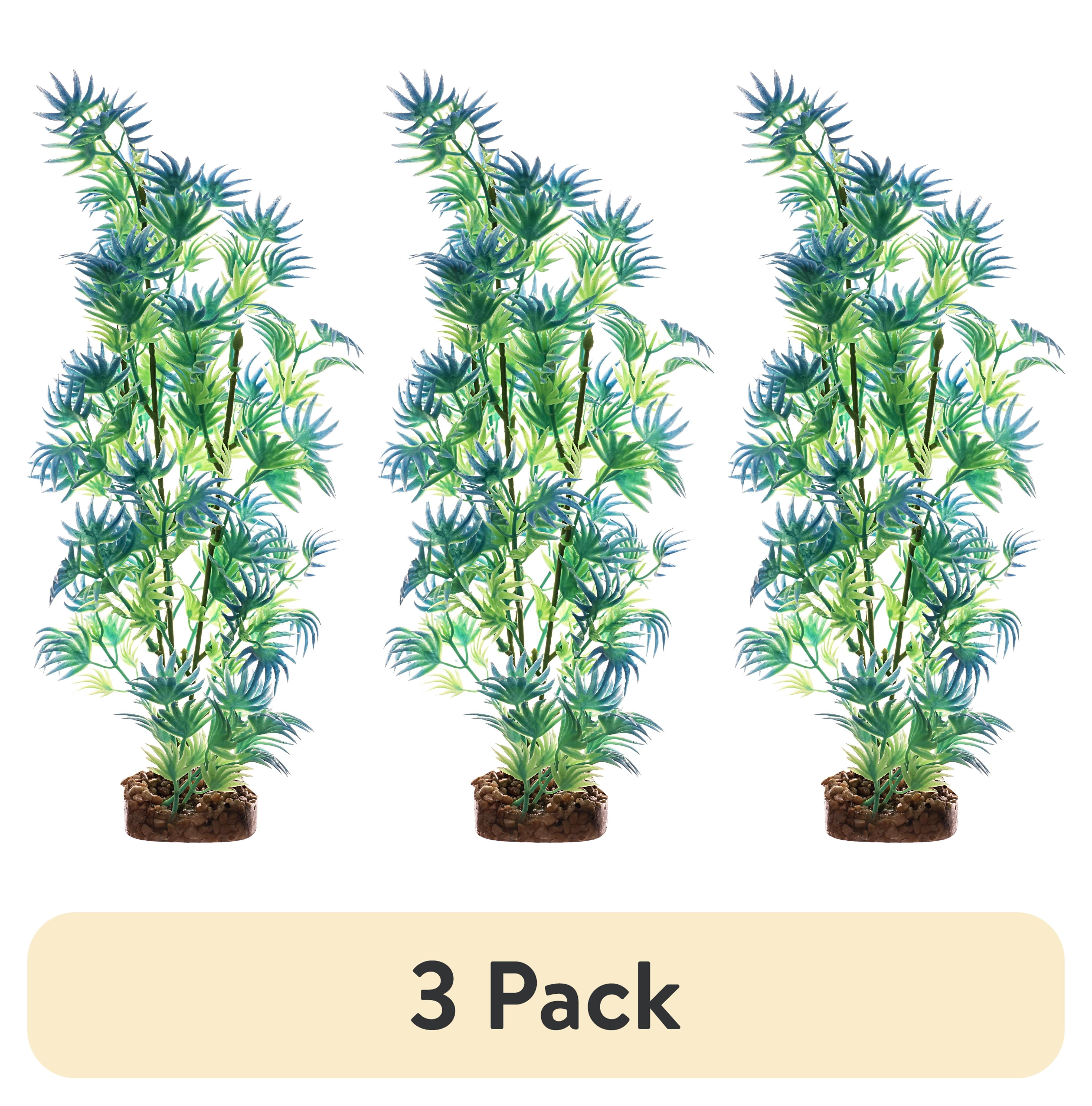 (3 pack) GloFish Plant Aquarium Décor, Green and Blue Large ...