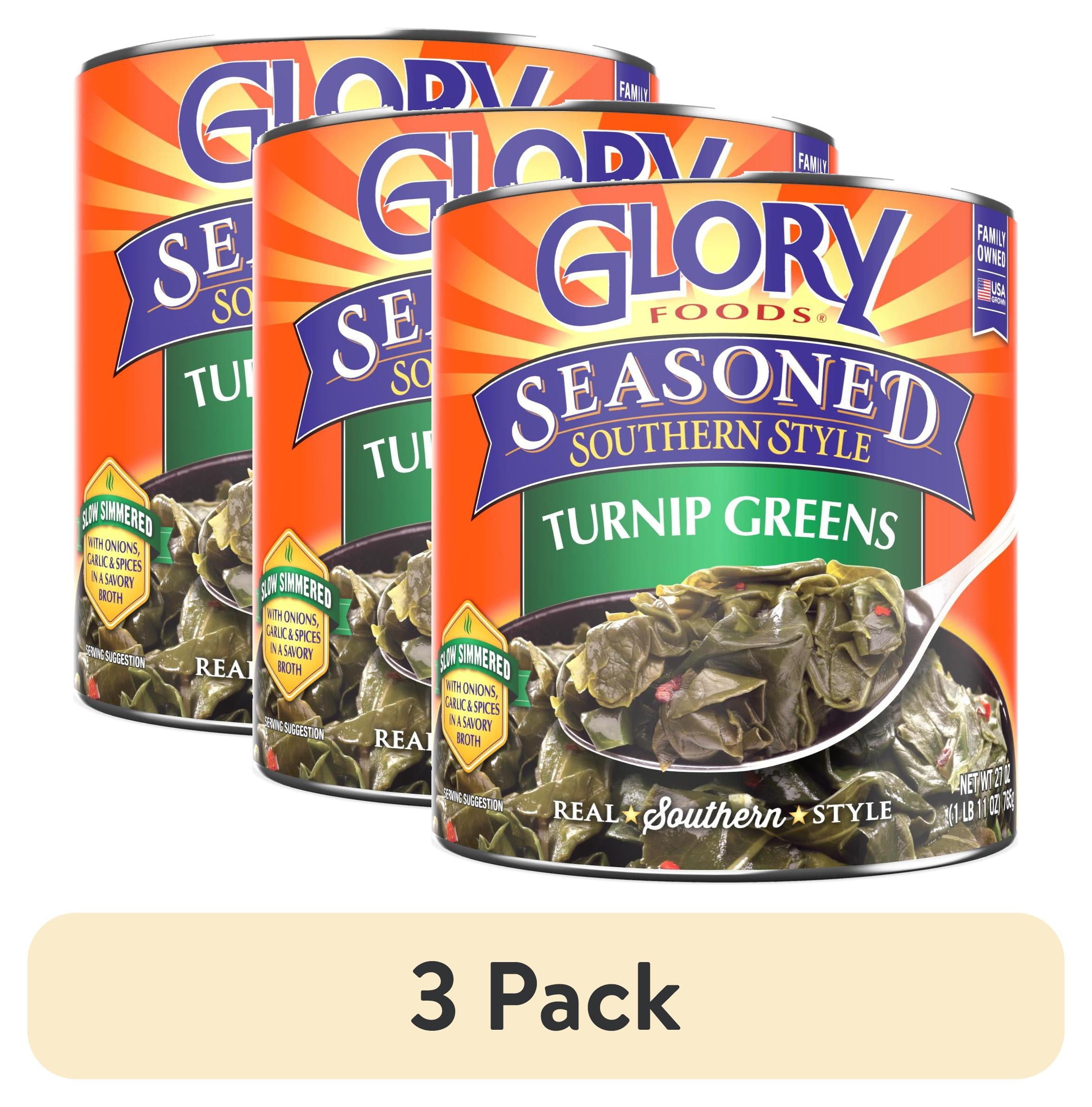 (3 pack) Glory Foods Canned Seasoned Turnip Greens, 27 oz Can - Walmart.com
