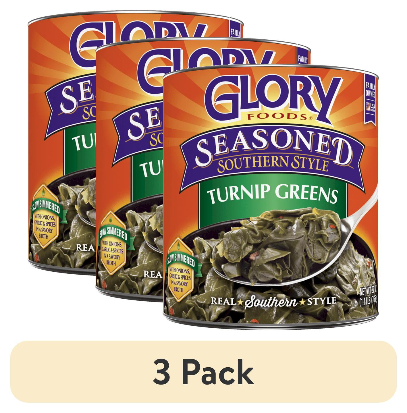(3 pack) Glory Foods Canned Seasoned Turnip Greens, 27 oz Can - Walmart.com