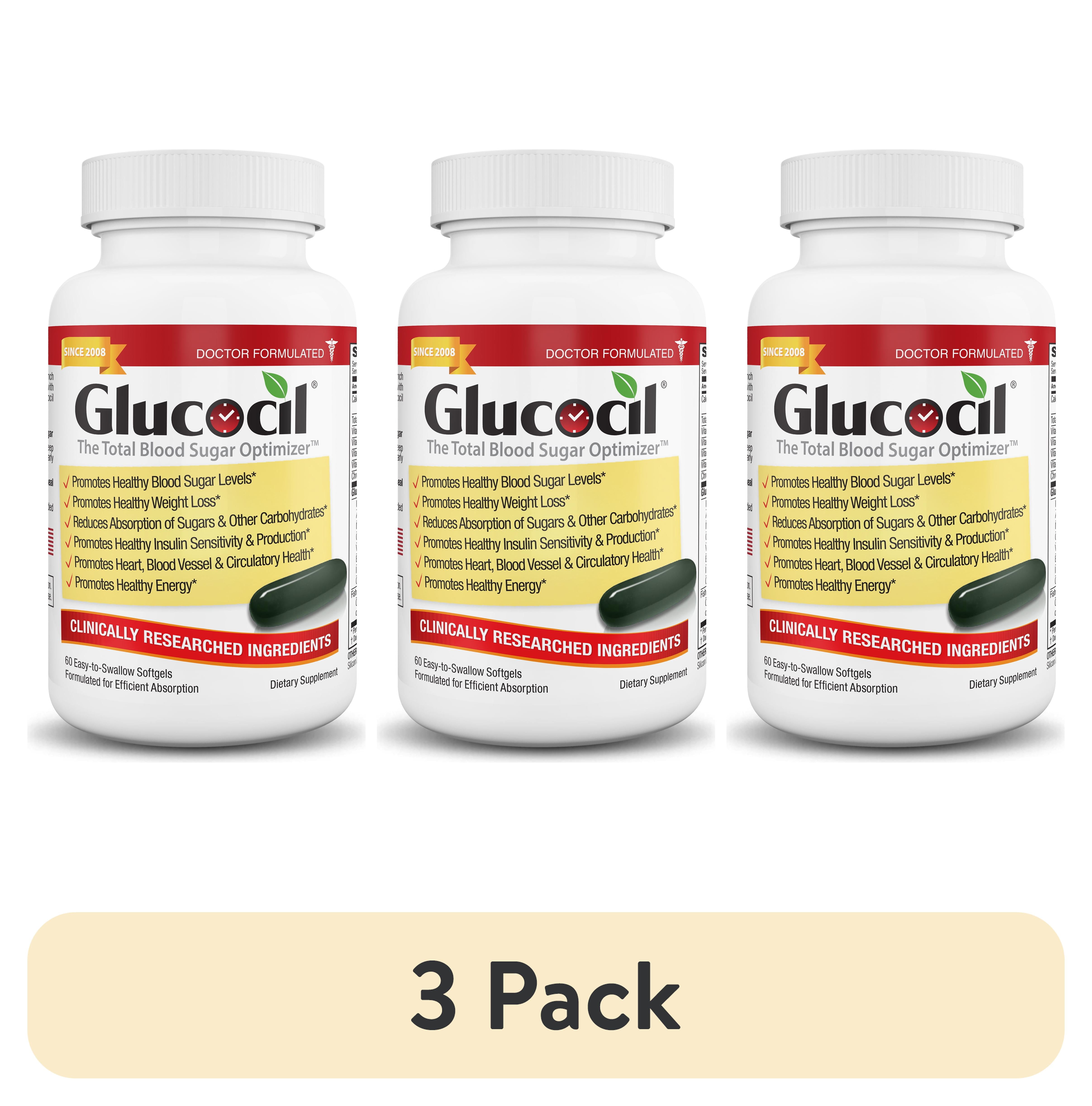 (3 pack) Glucocil Premium Blood Sugar Support Dietary Supplement Softgels, 60 Count - Walmart.com