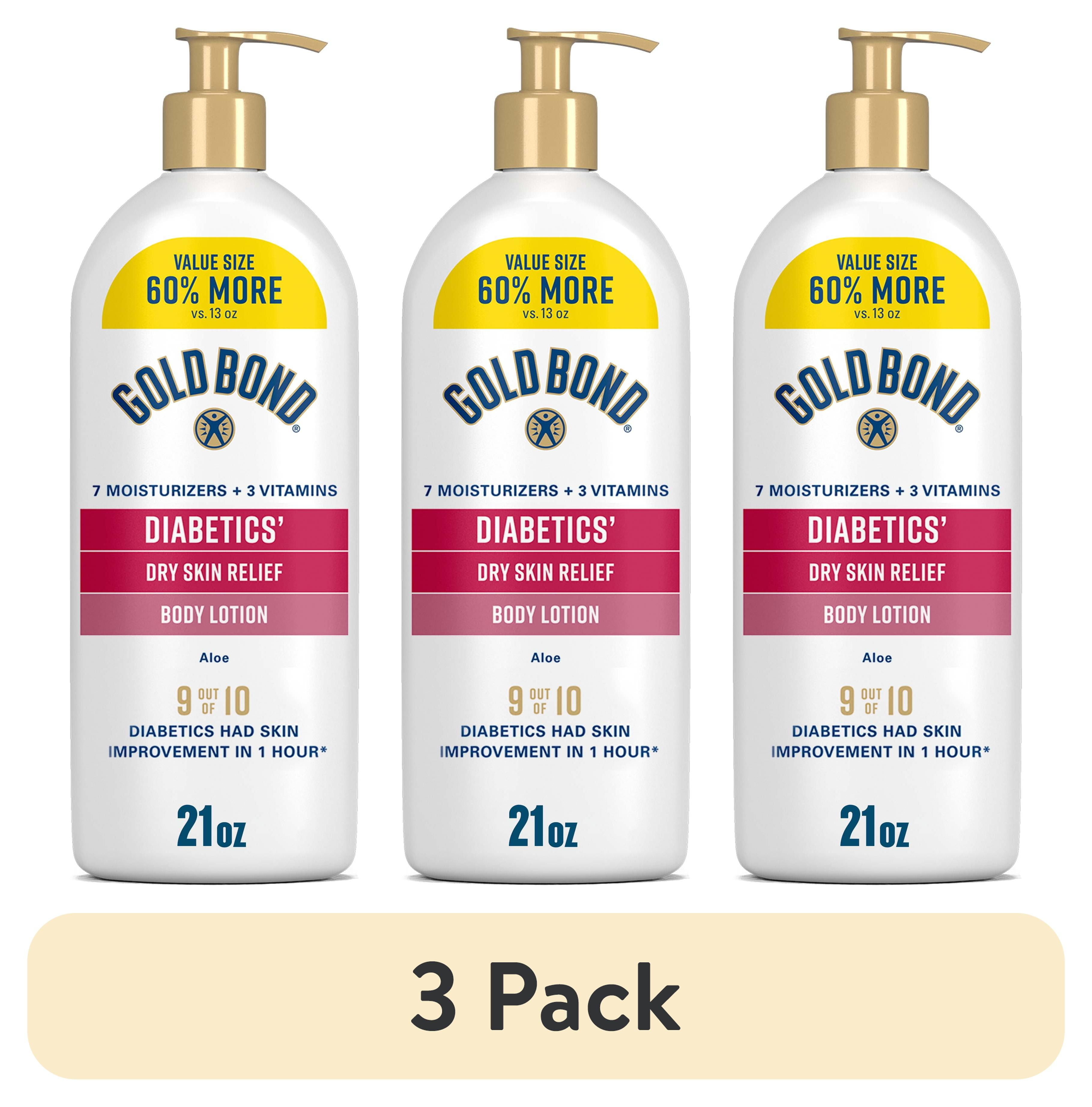 (3 pack) Gold Bond Diabetic Body Lotion, Dry Skin Relief with Vitamin E ...
