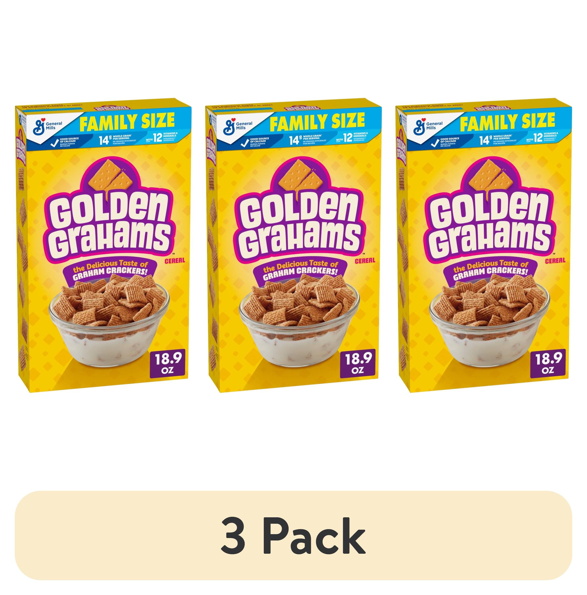 (3 pack) Golden Grahams Breakfast Cereal, Graham Cracker Taste, Family ...