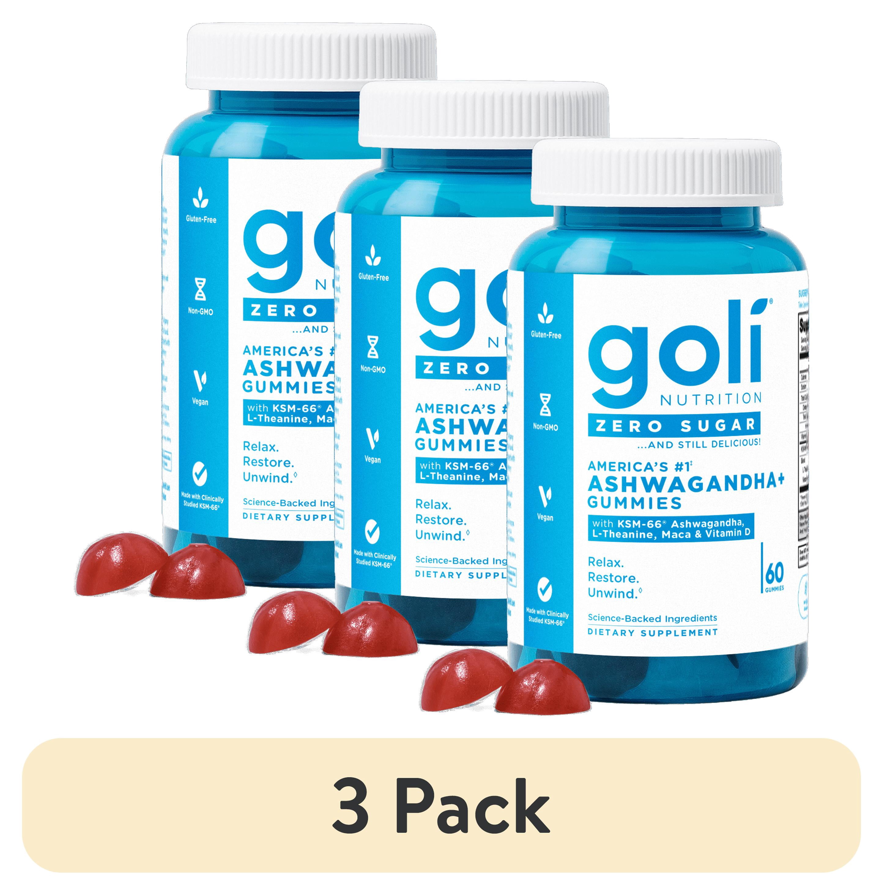 (3 pack) Goli Nutrition Ashwagandha Zero Sugar Vegan Gummies, 60 Count ...