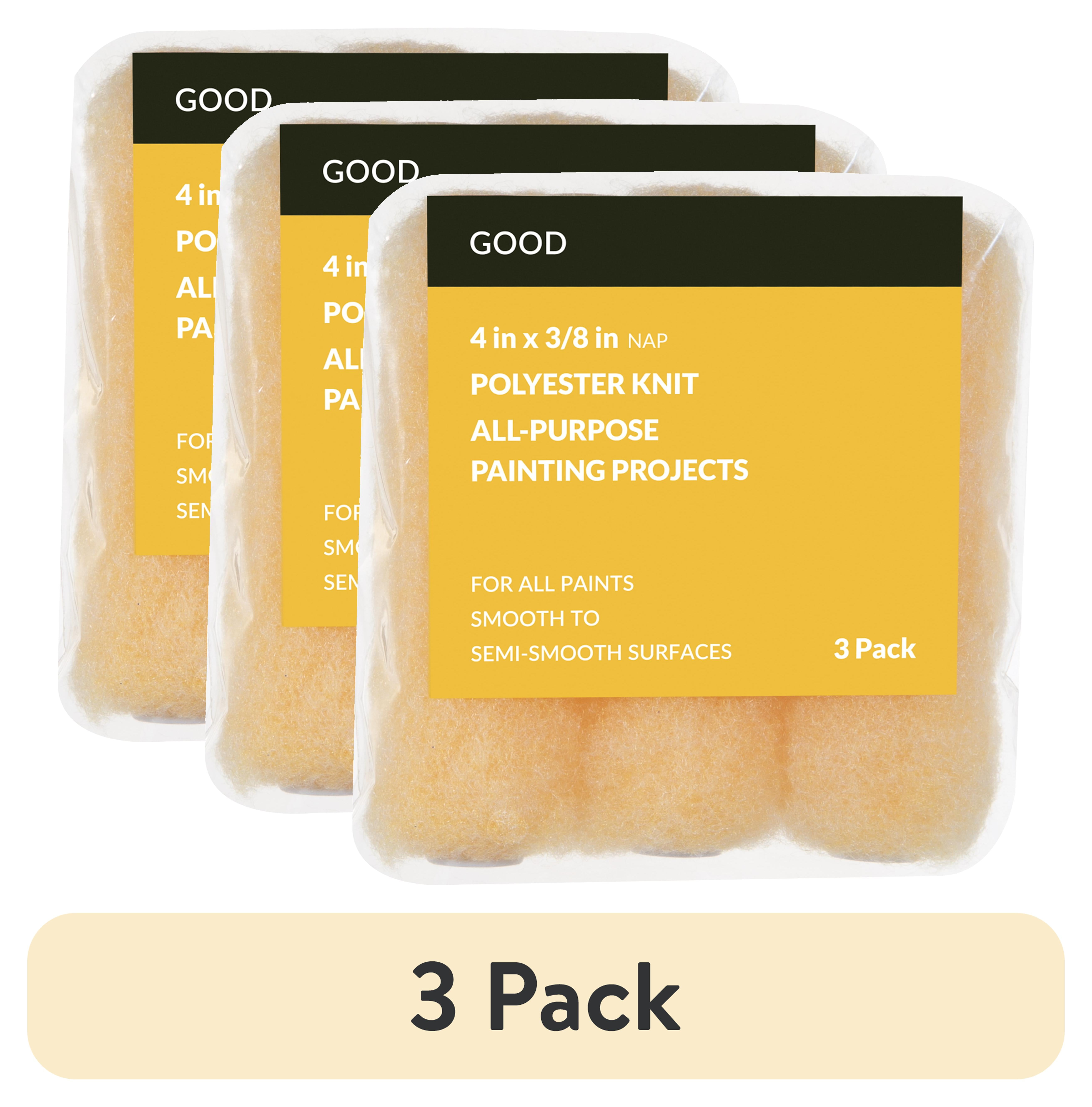 (3 pack) Good 4 x 3/8 in. Knit Polyester Mini Roller Cover, 3 Pack ...