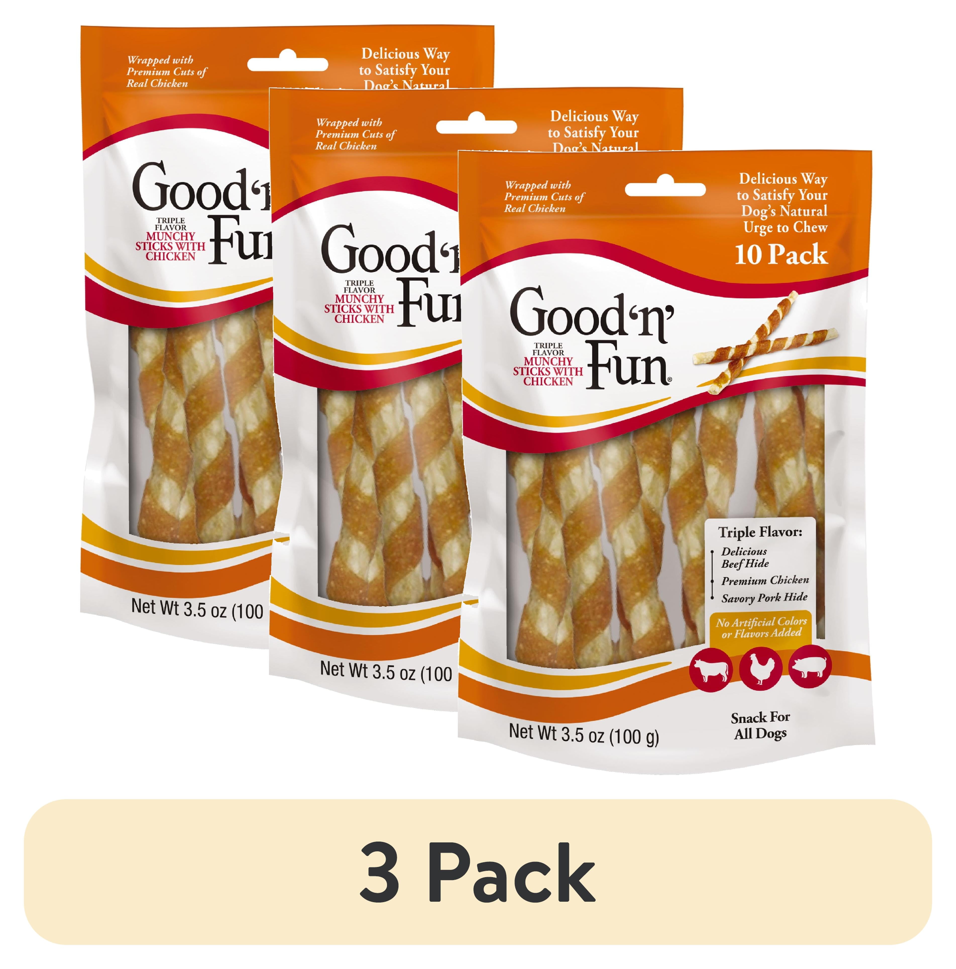 (3 pack) Good ‘n’ Fun Triple Flavor Munchy Sticks Chews for Dogs, Snack ...