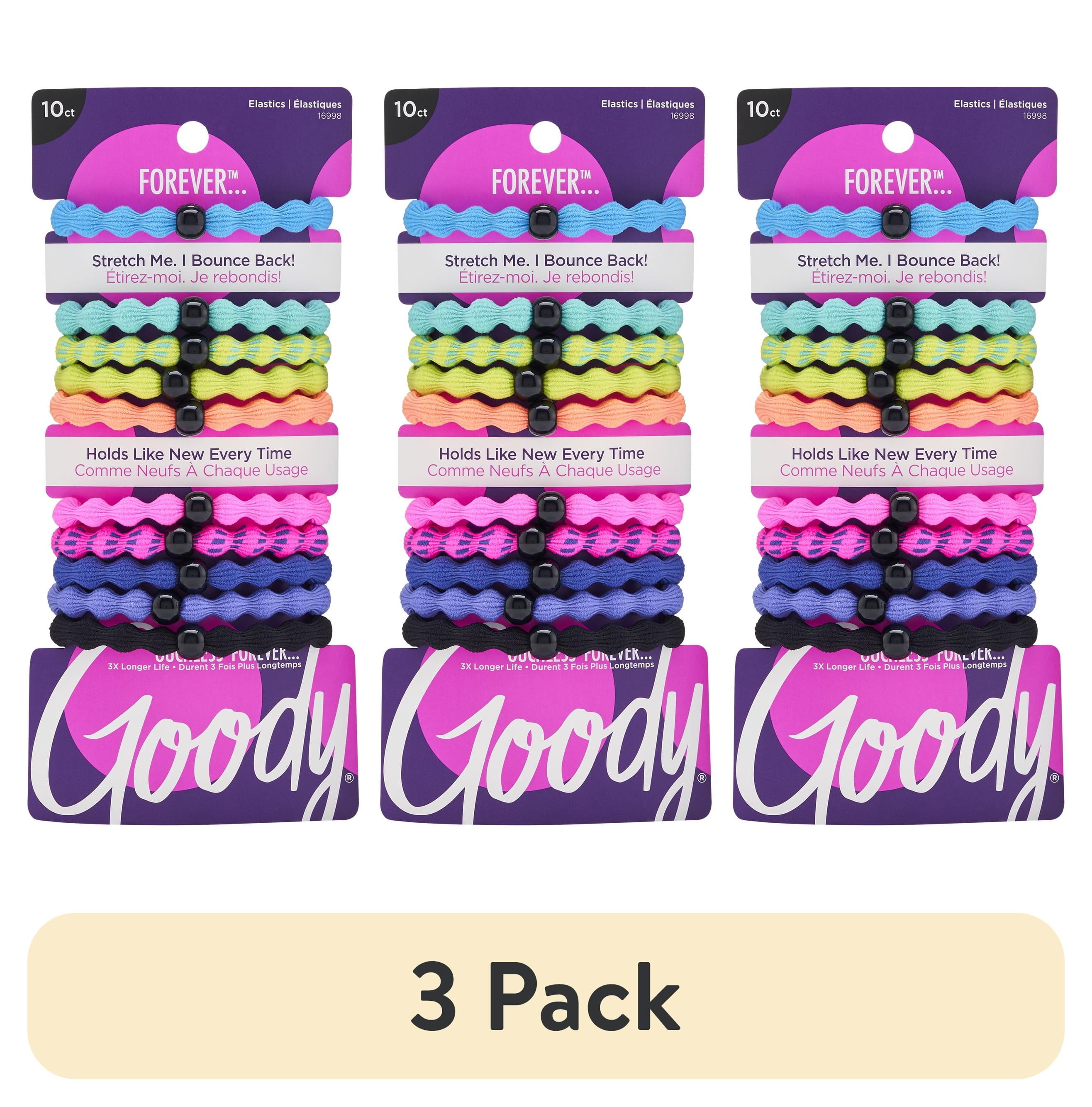 (3 pack) Goody Ouchless Forever Hair Elastics, Small Ponytail Holder ...