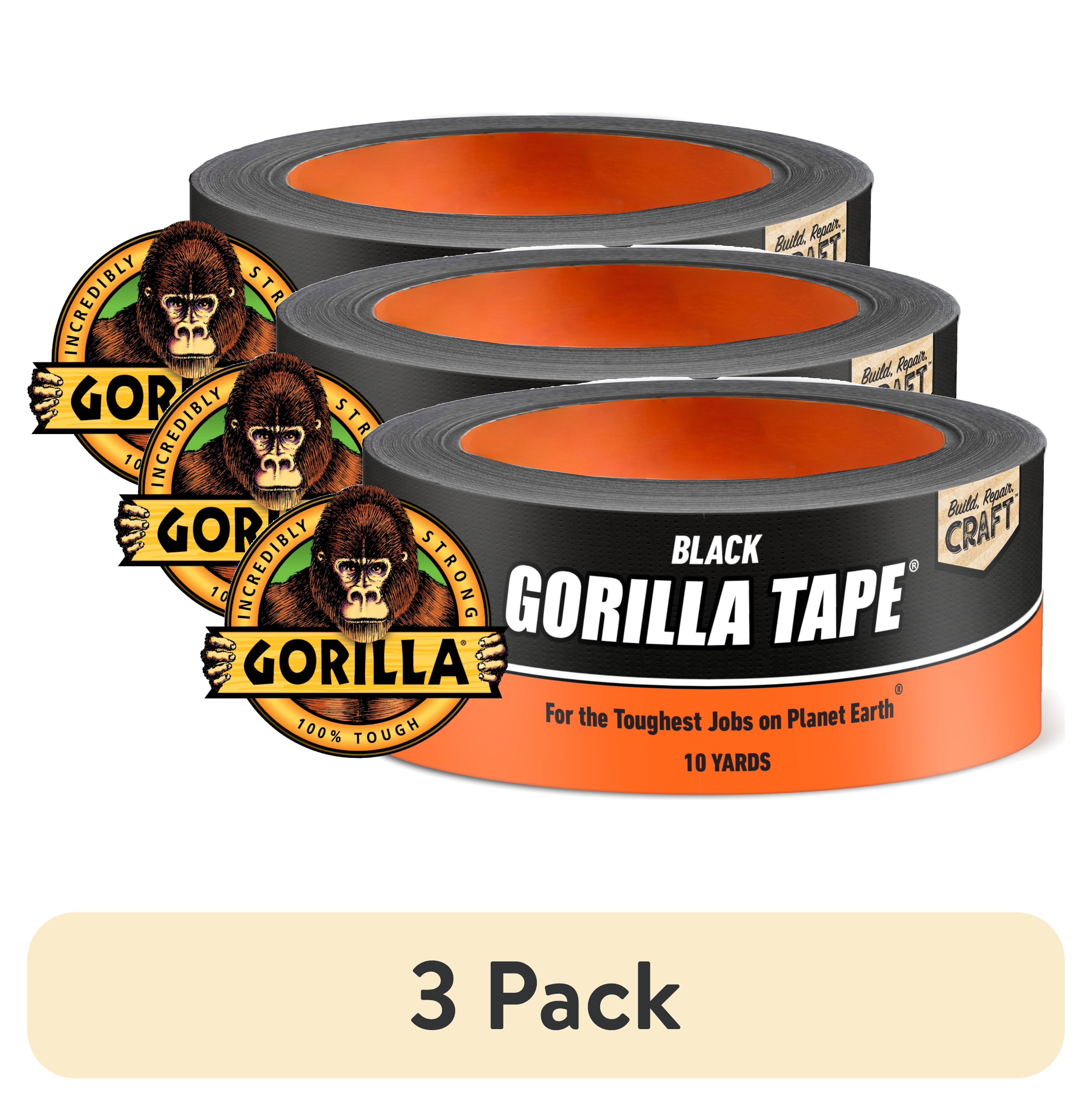 (3 pack) Gorilla Black Polyethylene Coated Cloth Duct Tape, 10 Yards x ...