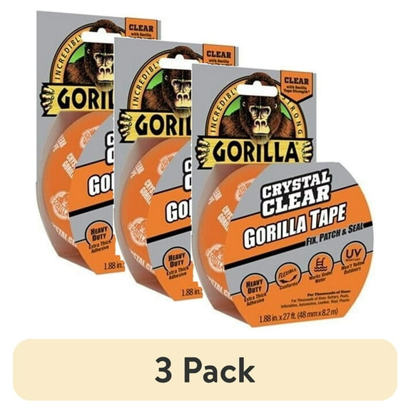 Gorilla Crystal Clear Repair Duct Tape, 1.88” X 18 Yd, Clear, (Pack Of ...