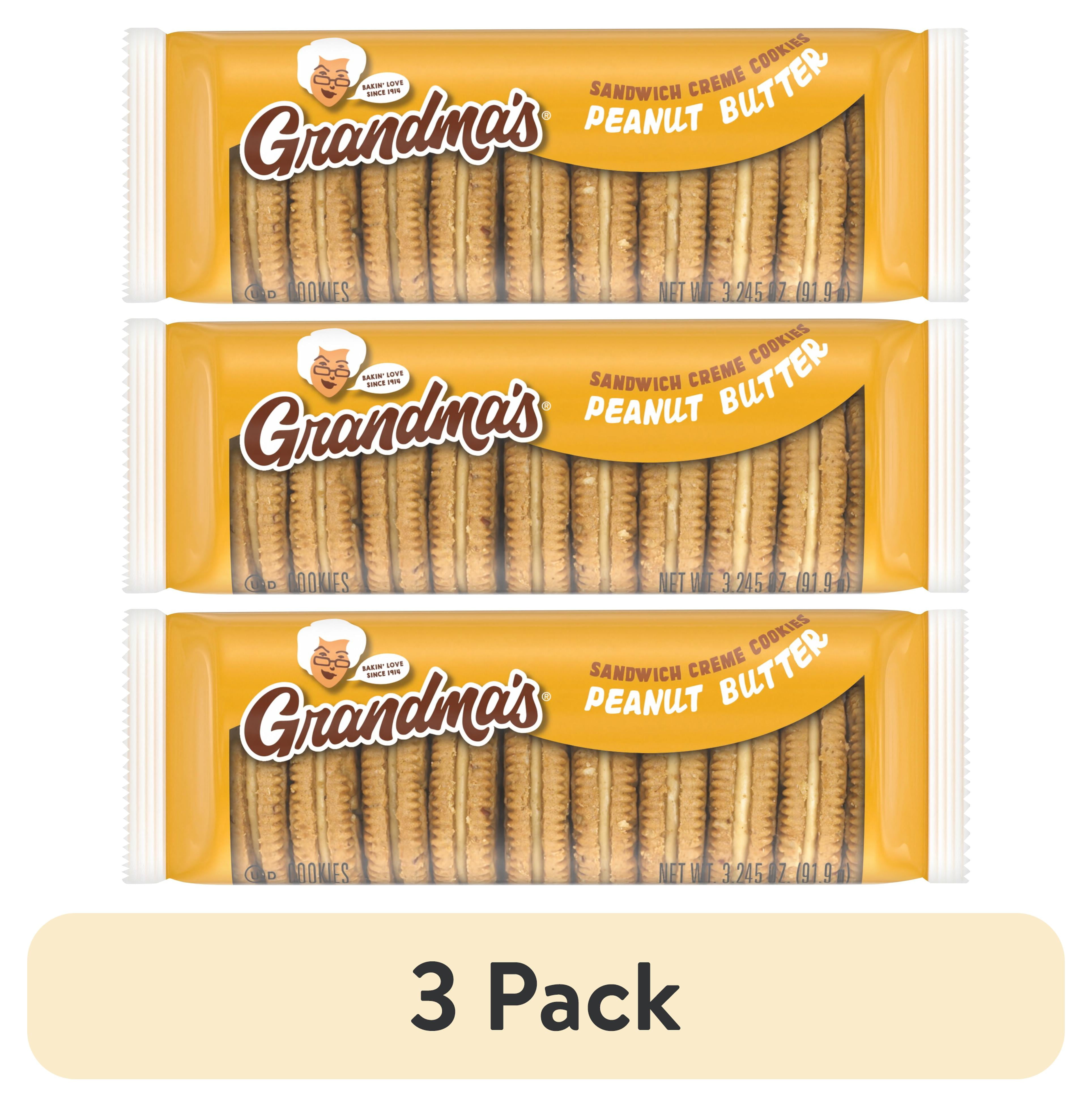 (3 pack) Grandma’s Mini Cookies, Sandwich Crème Cookies Peanut Butter ...