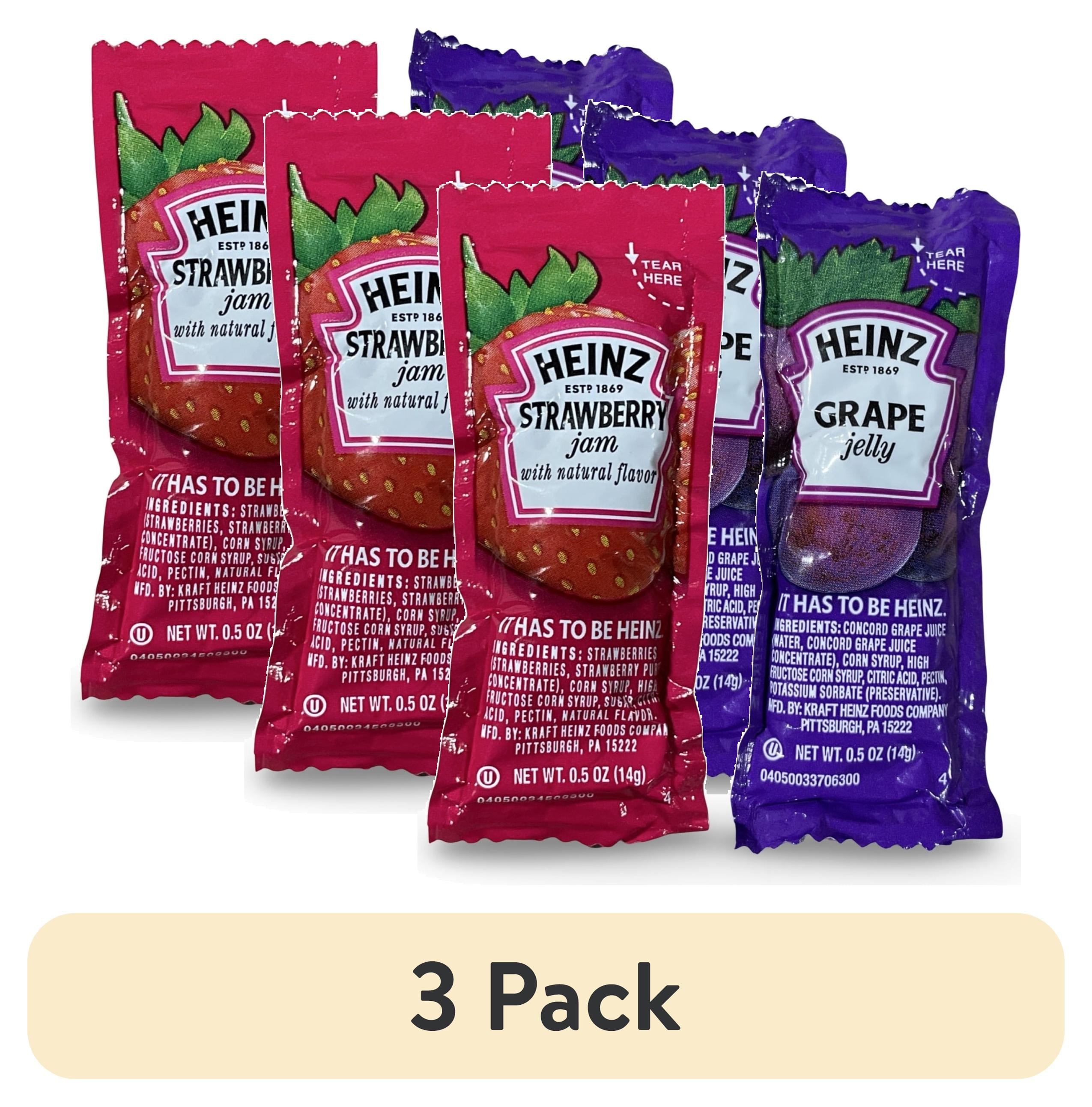 (3 pack) Grape Jelly & Strawberry Jam Single Serve Packets Combo | 50 ...
