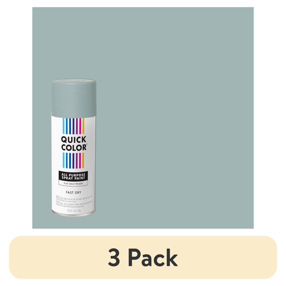(3 pack) Gray, Quick Color Flat All Purpose Spray Primer-390617, 10 oz ...