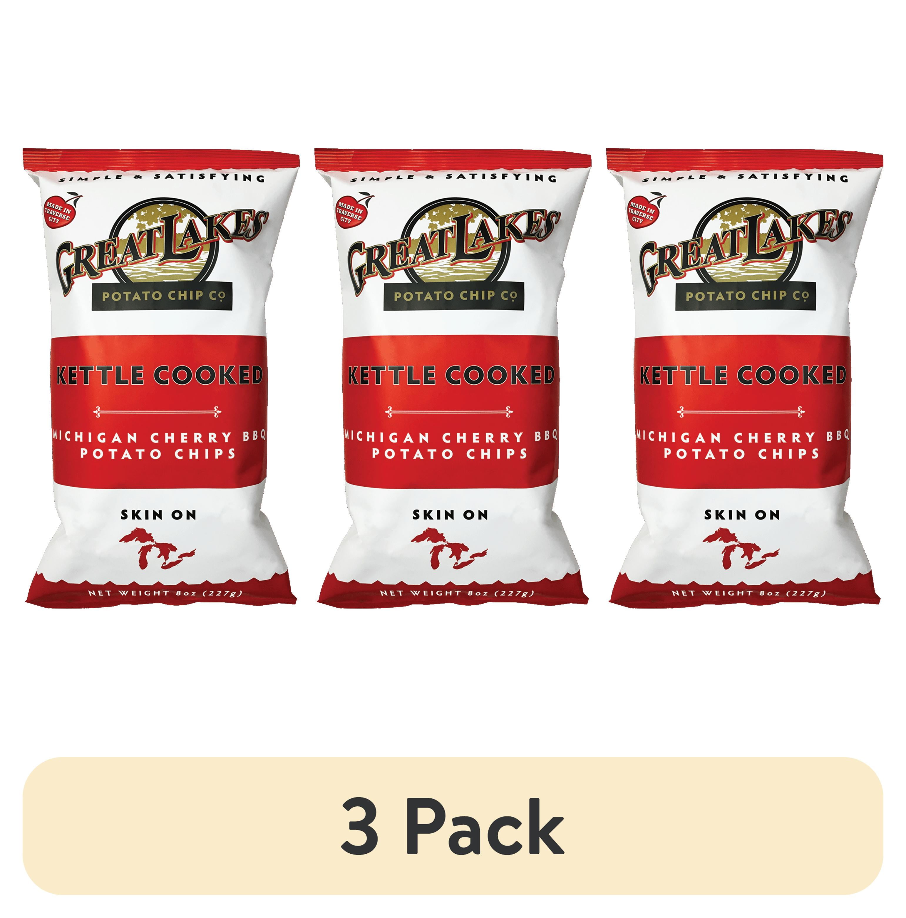 (3 pack) Great Lakes Potato Chips Kettle Chips Michigan Cherry BBQ, 8 ...