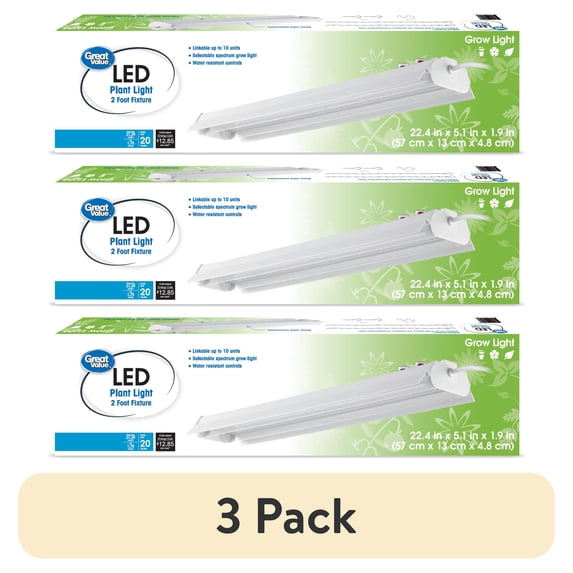 (3 pack) Great Value 2ft Selectable Spectrum LED Grow Light, 20W ...