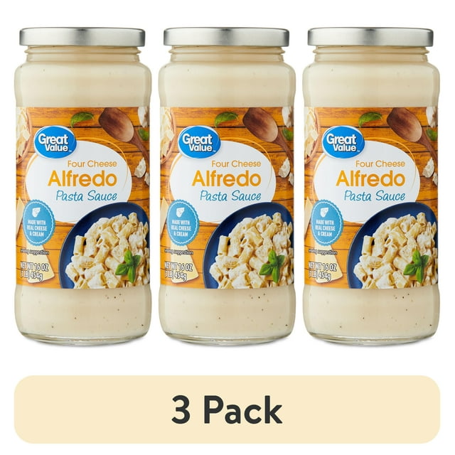 (3 pack) Great Value 4 Cheese Alfredo Pasta Sauce, 16 oz - Walmart.com