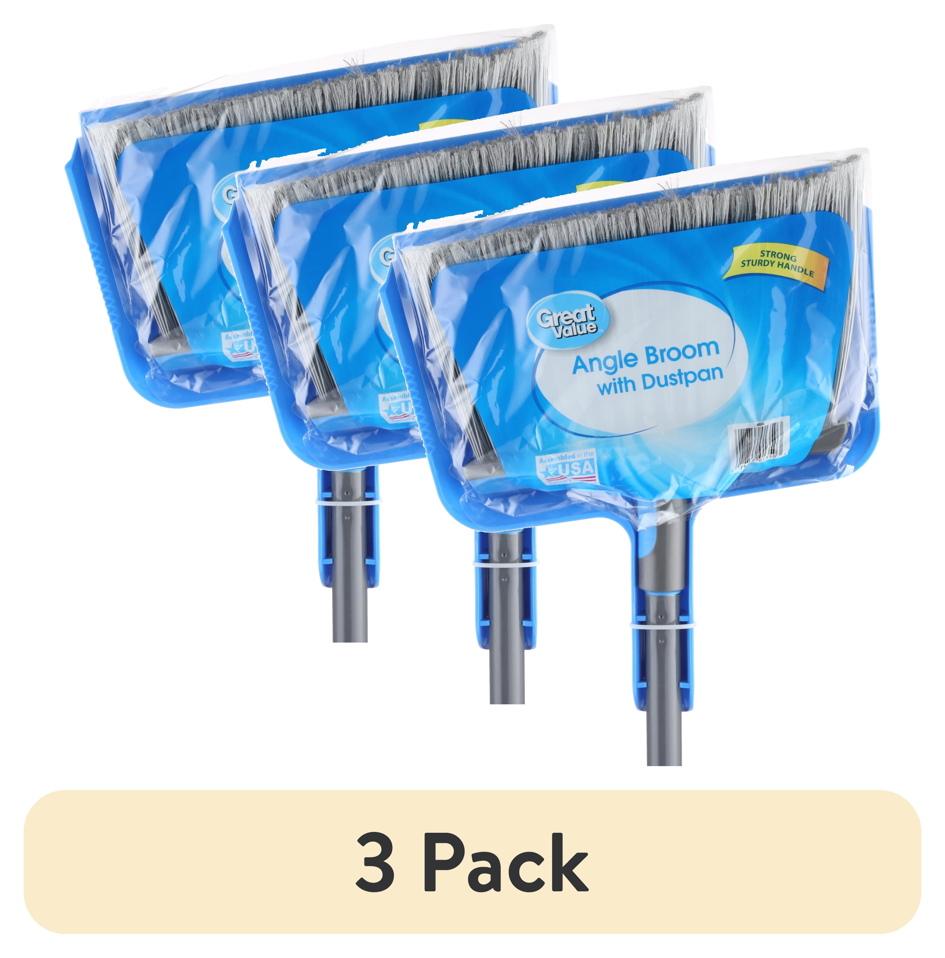 (3 pack) Great Value Angle Broom with Dustpan - Walmart Business Supplies